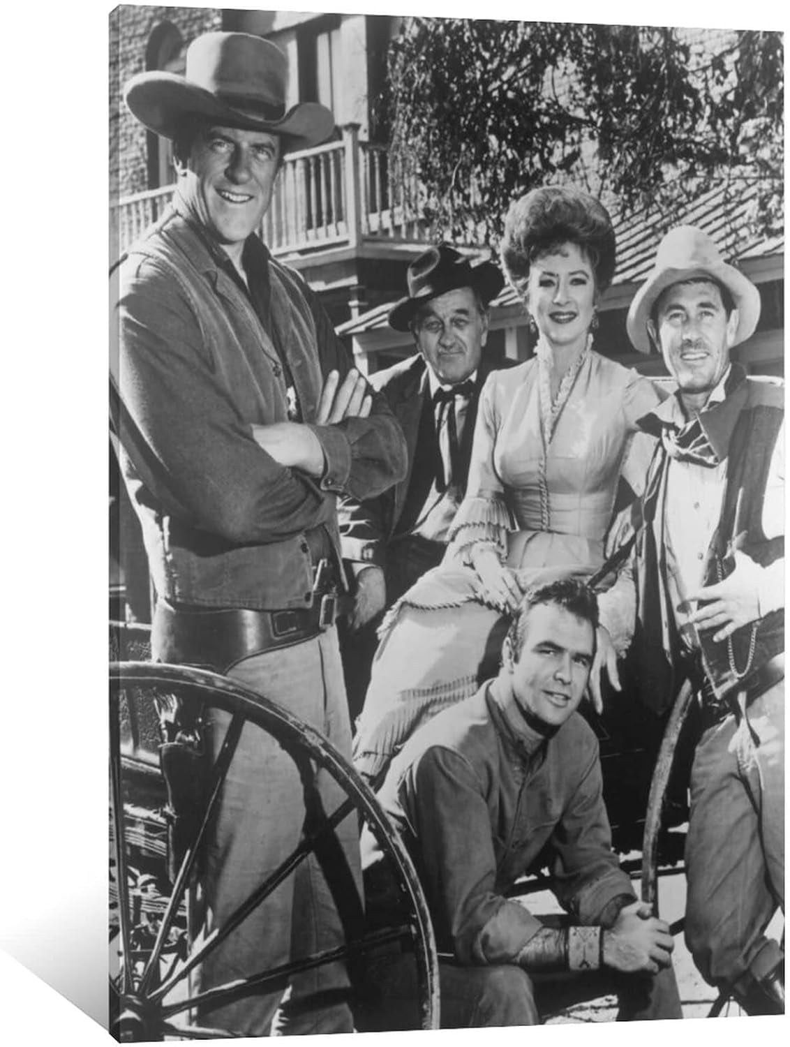 Asdg12s-Gunsmoke Cast Black and White Canvas Art Poster and Wall Art ...