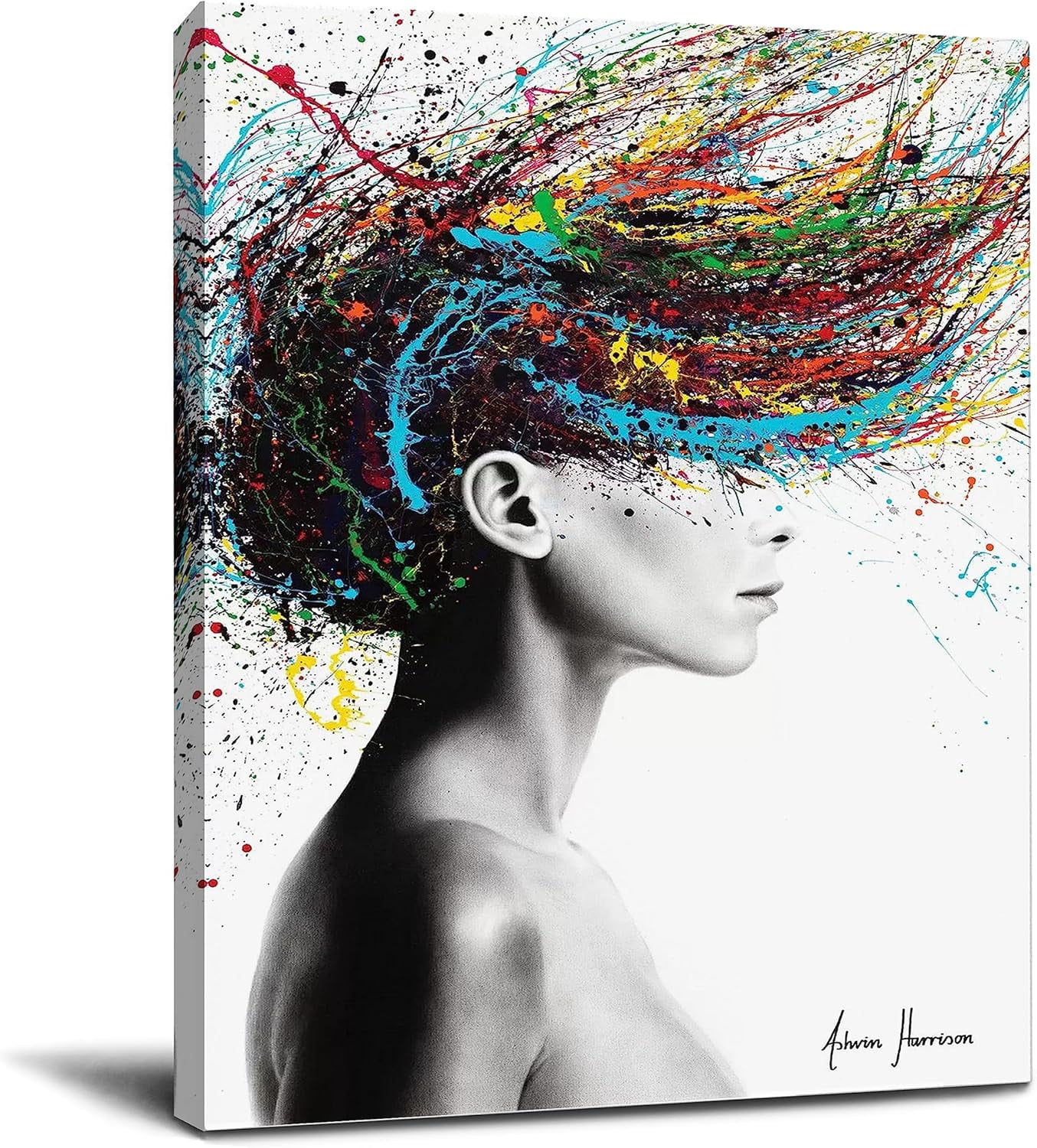 Asdg12s-Hair Salon Fashion Women Girl And Colorful Dancing Hair Canvas ...