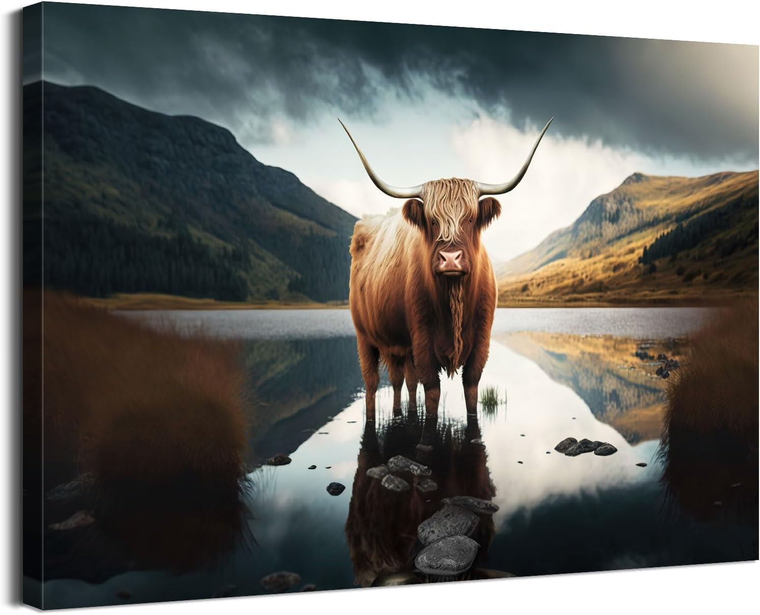 Asdg12s-Highland Cow Pictures Wall Decor Cow Painting Farmhouse Art Cow ...