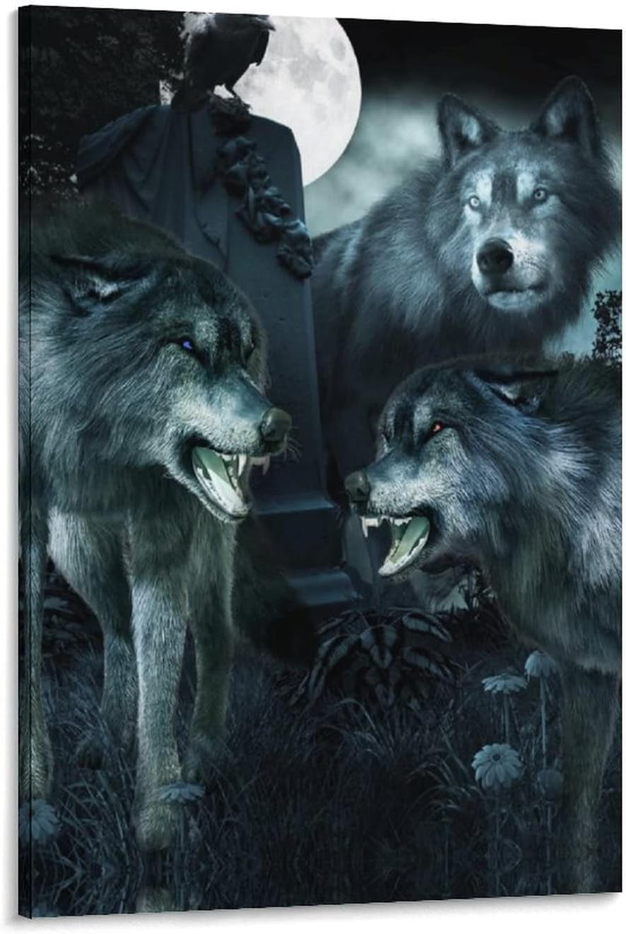 Asdg12s-Horror Wolf Theme Wall Decor Poster for Home,Gothic Medieval ...