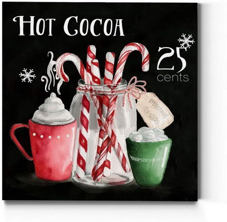 Asdg12s-Hot Cocoa & Candy Canes Wall Art, Cute Christmas & Winter ...