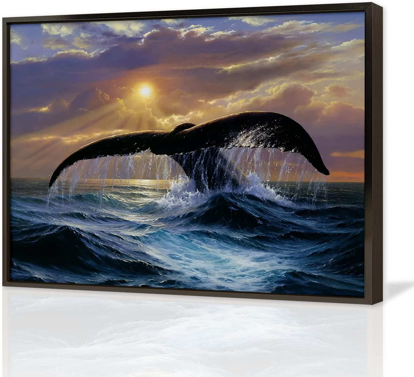 Asdg12s-Humpback Whale Tail At Sunrise Canvas Painting Modern Abstract ...