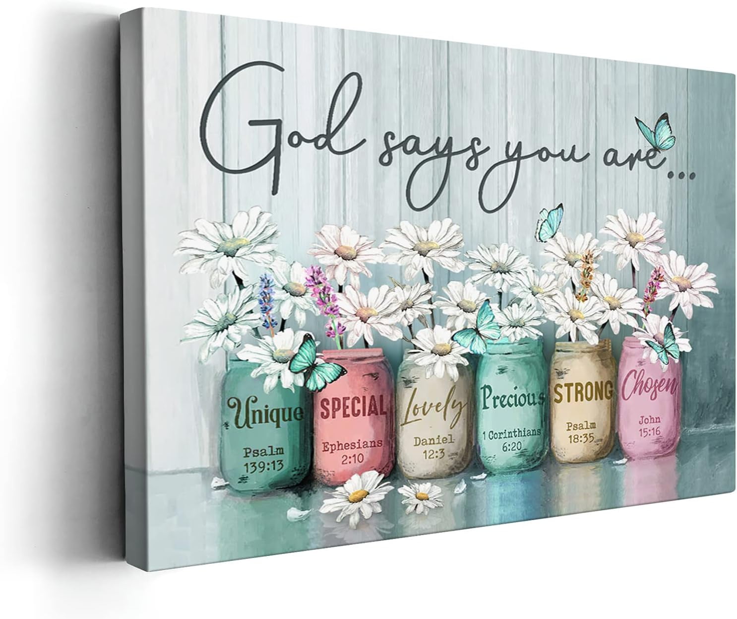 Asdg12s-Inspirational Daisy Flower Wall Art Encouraging Bible Verses ...