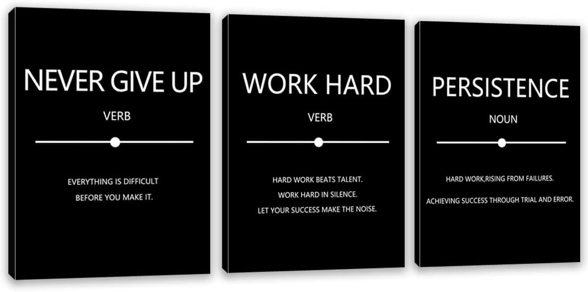 Asdg12s-Inspirational Hustle Wall Decor 3 Panels Motivational Success ...