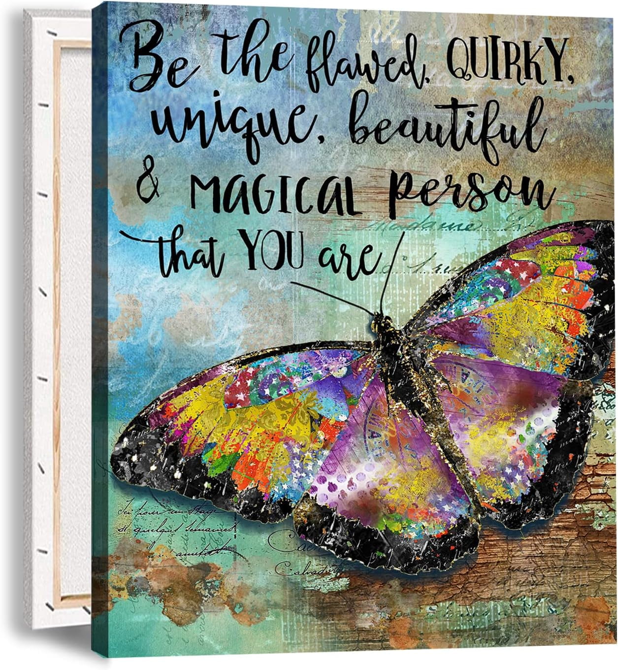 Asdg12s Inspirational Quotes Wall Art Rustic Butterfly Wall Art Vintage ...