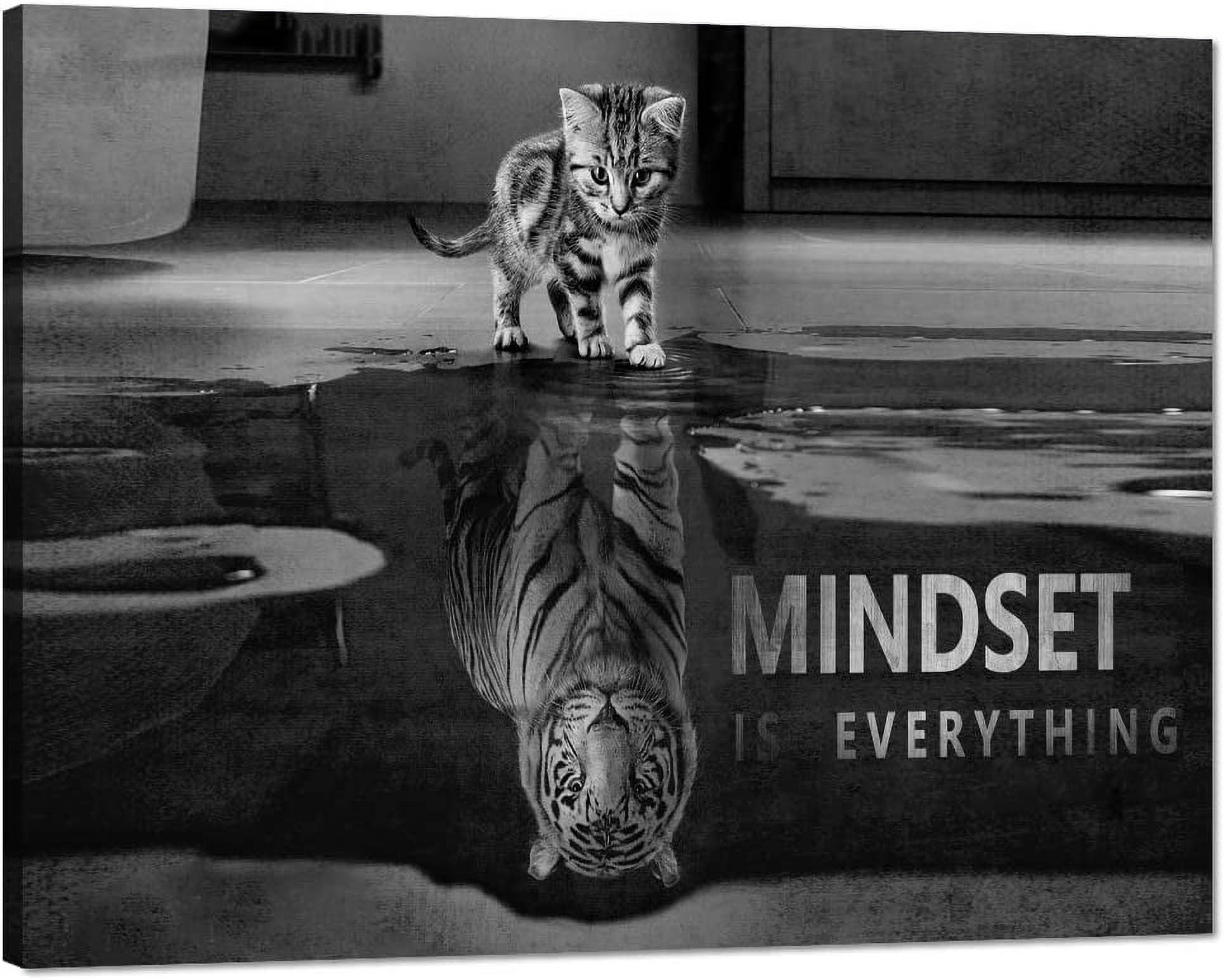 Asdg12s-Inspirational Wall Art Cat Tiger Mindset Canvas Painting ...