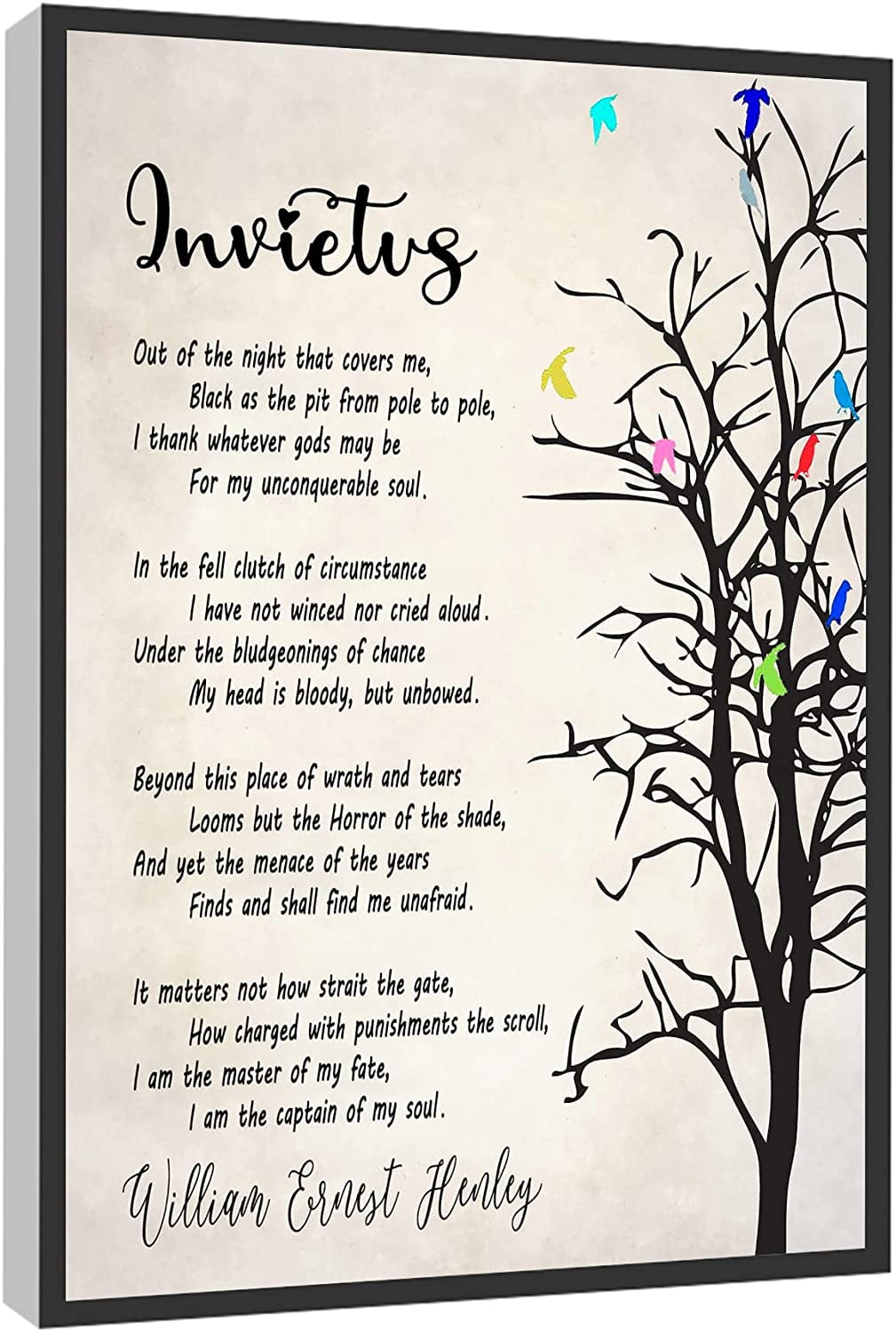 Asdg12s-Invictus Poem By William Ernest Henley Wall Art Motivational ...