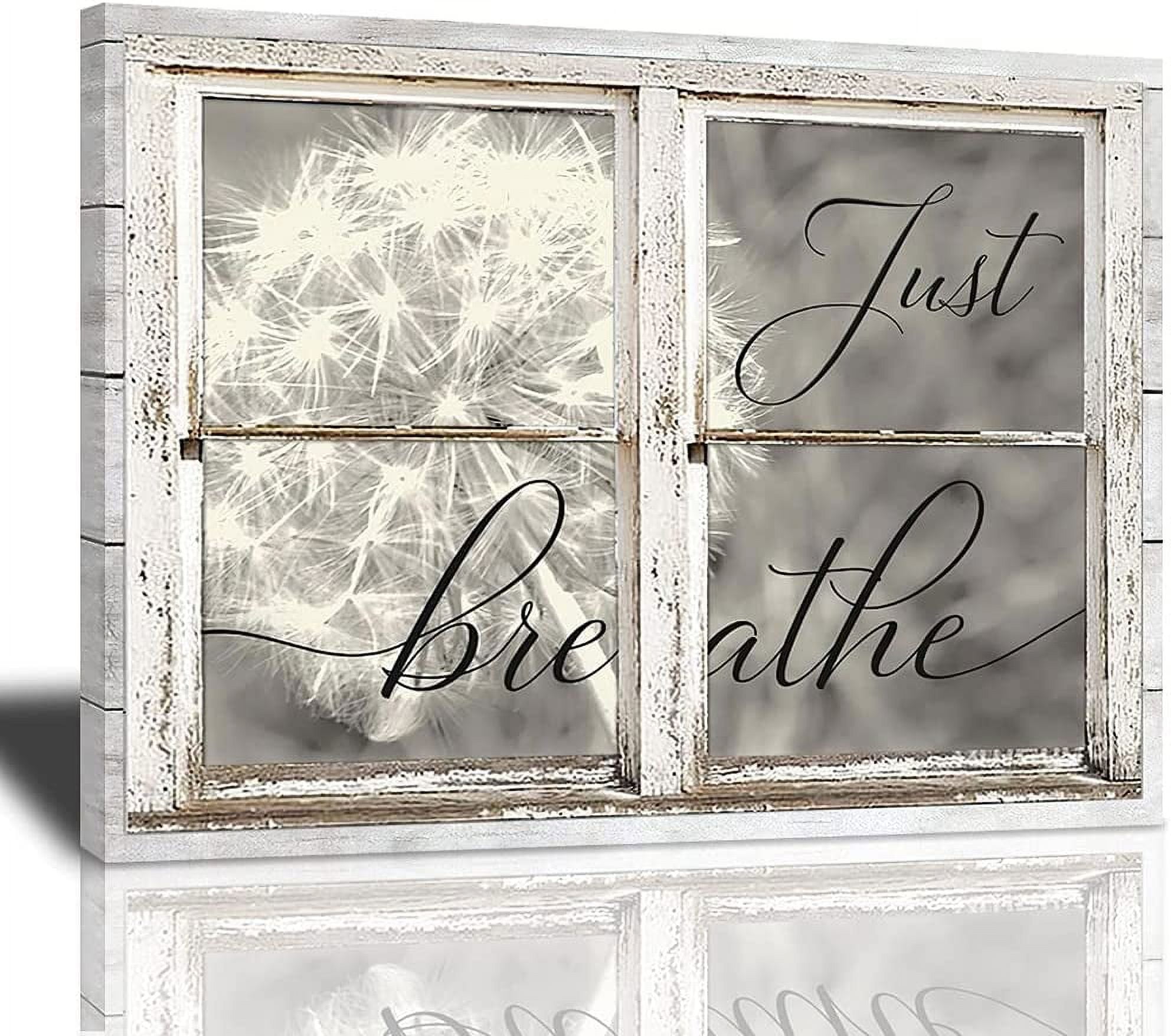 Asdg12s-Just Breathe Canvas Wall Art Beautiful Dandelion And Window ...
