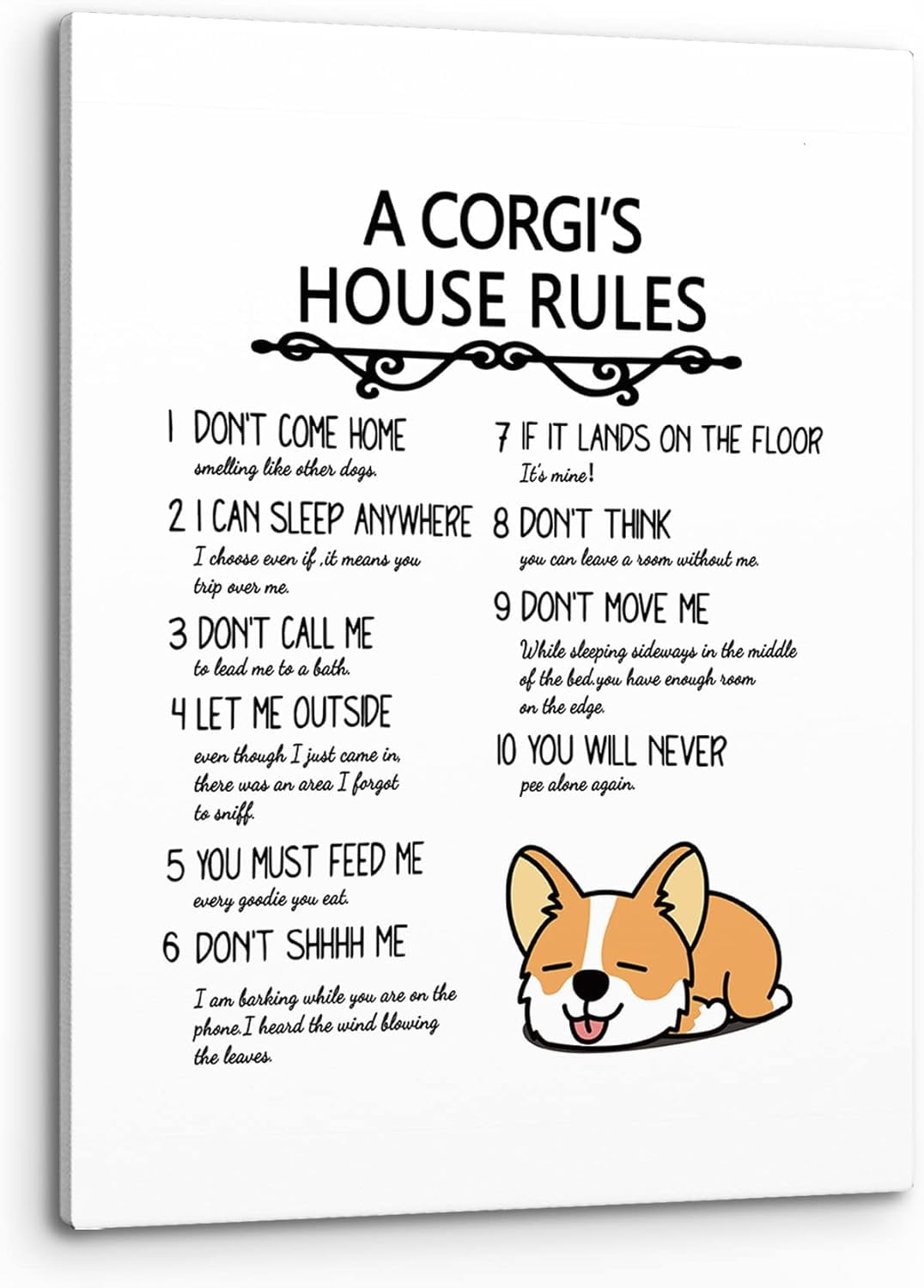 Asdg12s-KSIW-A Corgi‘s House Rules Wall Art, Funny Corgi Dog Quote ...