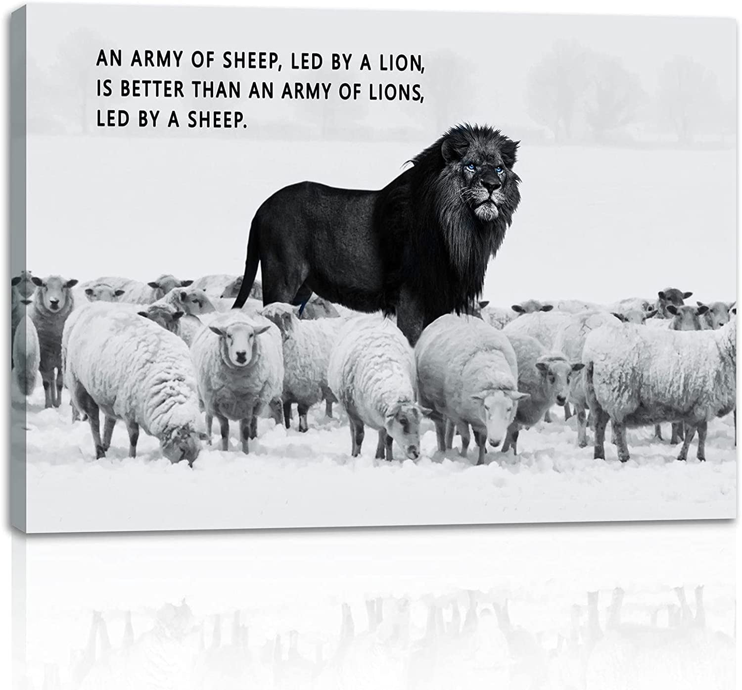 Asdg12s-KSIW-Black and White Gray Lion Inspirational Canvas Wall Art ...