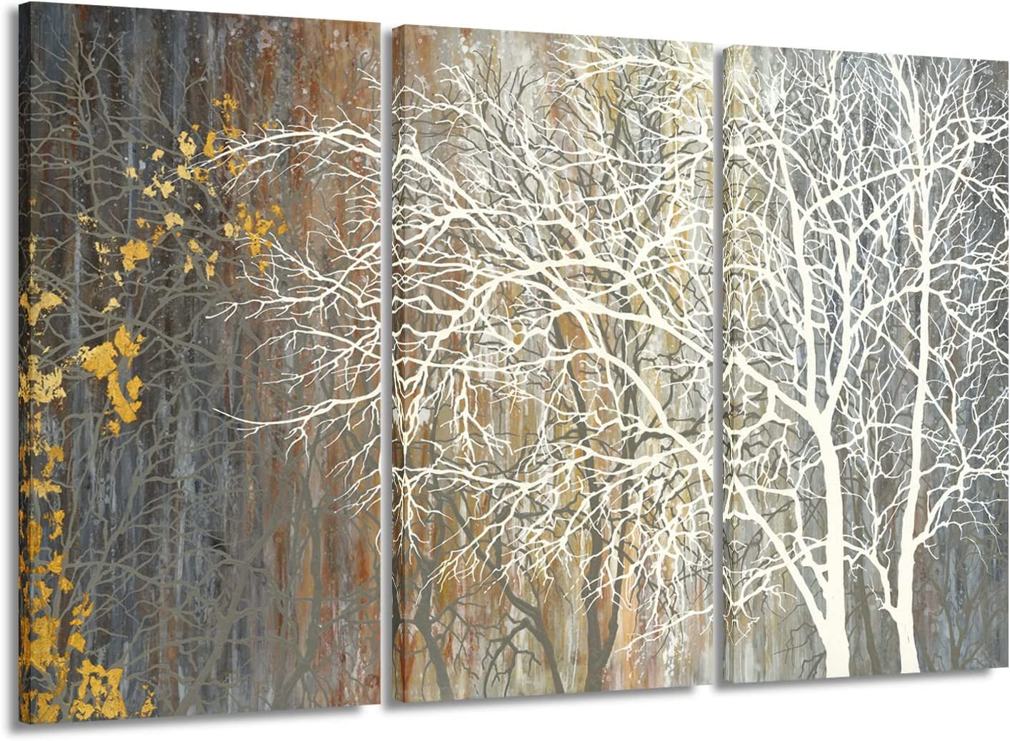 Asdg12s-KSIW-Brown Canvas Wall Art - Tree Couples Paintings with Gold ...