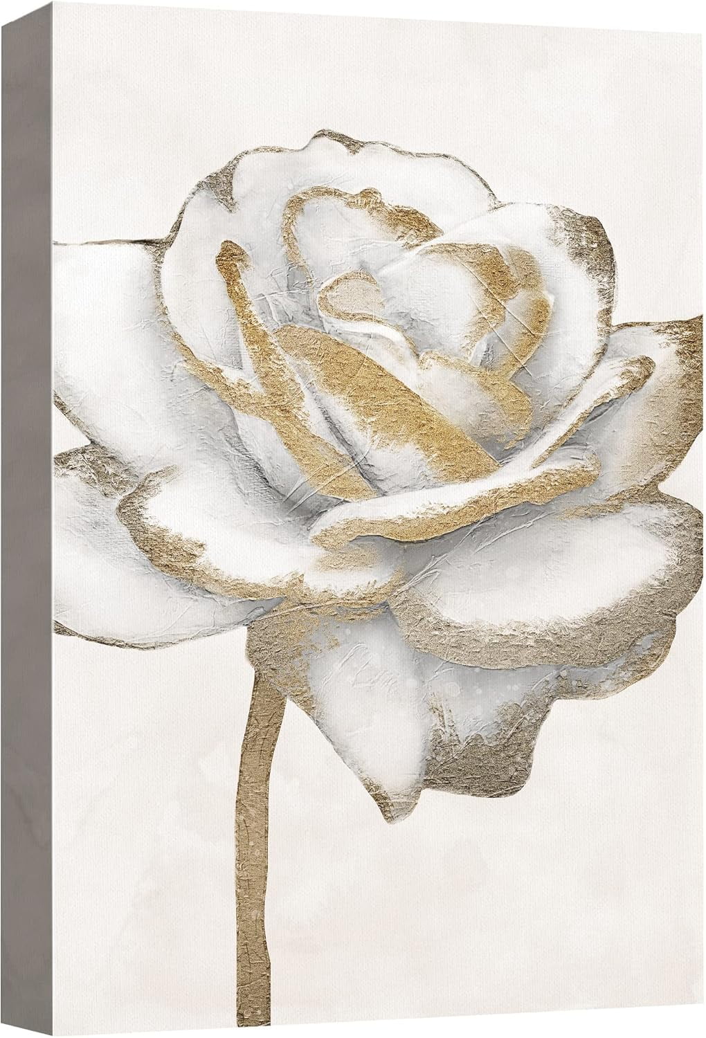 Asdg12s-KSIW-Canvas Print Wall Art White Gold Close Up Garden Rose ...