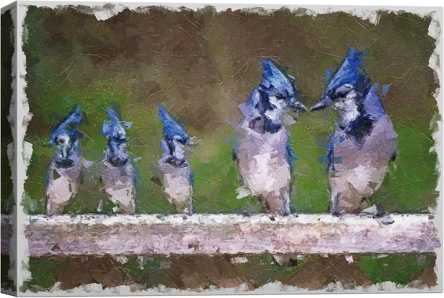 Asdg12s-KSIW-Canvas Wall Art A Group of Blue Cardinal Birds on a Branch ...