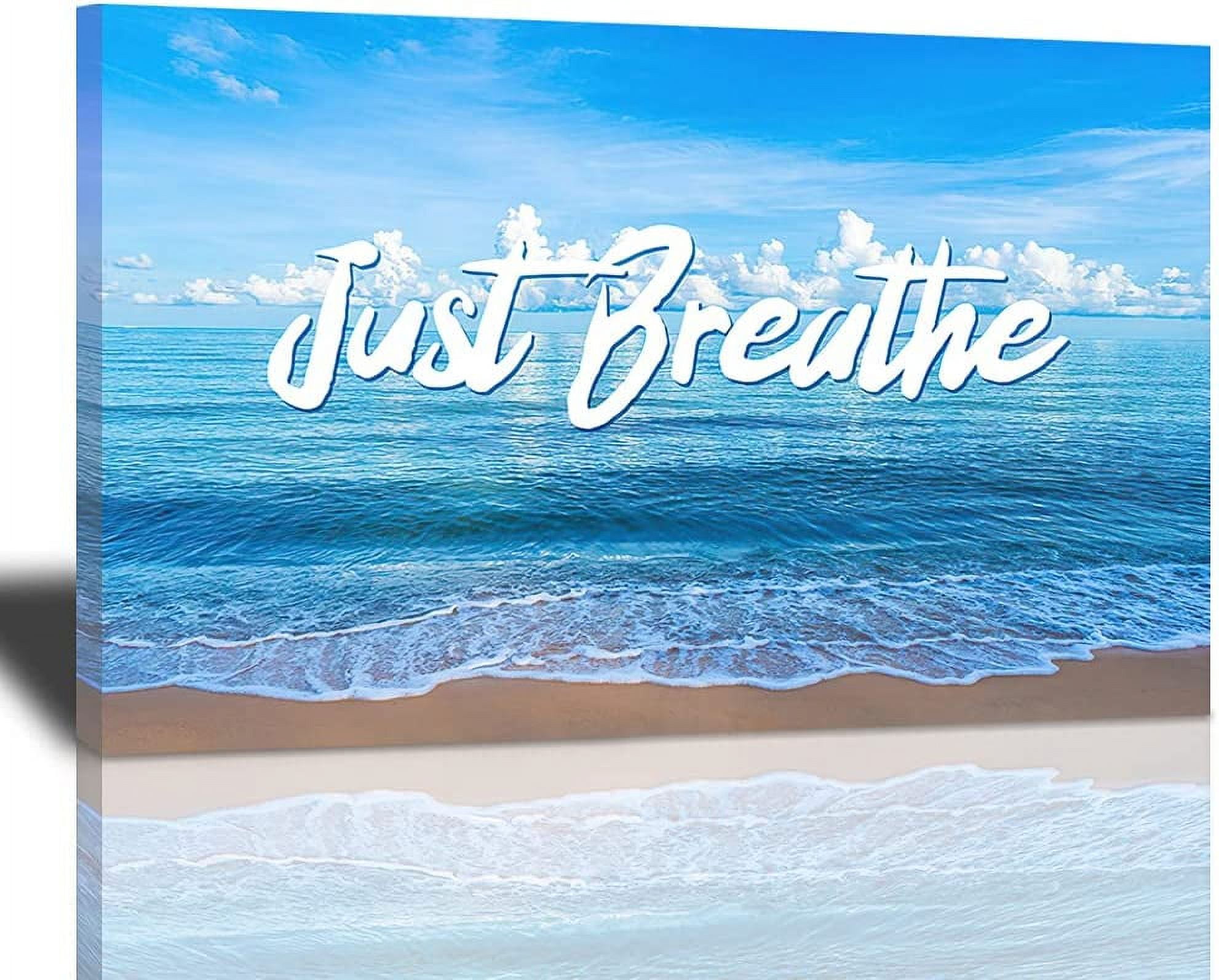 Asdg12s-KSIW-Just Breathe Canvas Wall Art Beautiful Ocean Inspirational ...
