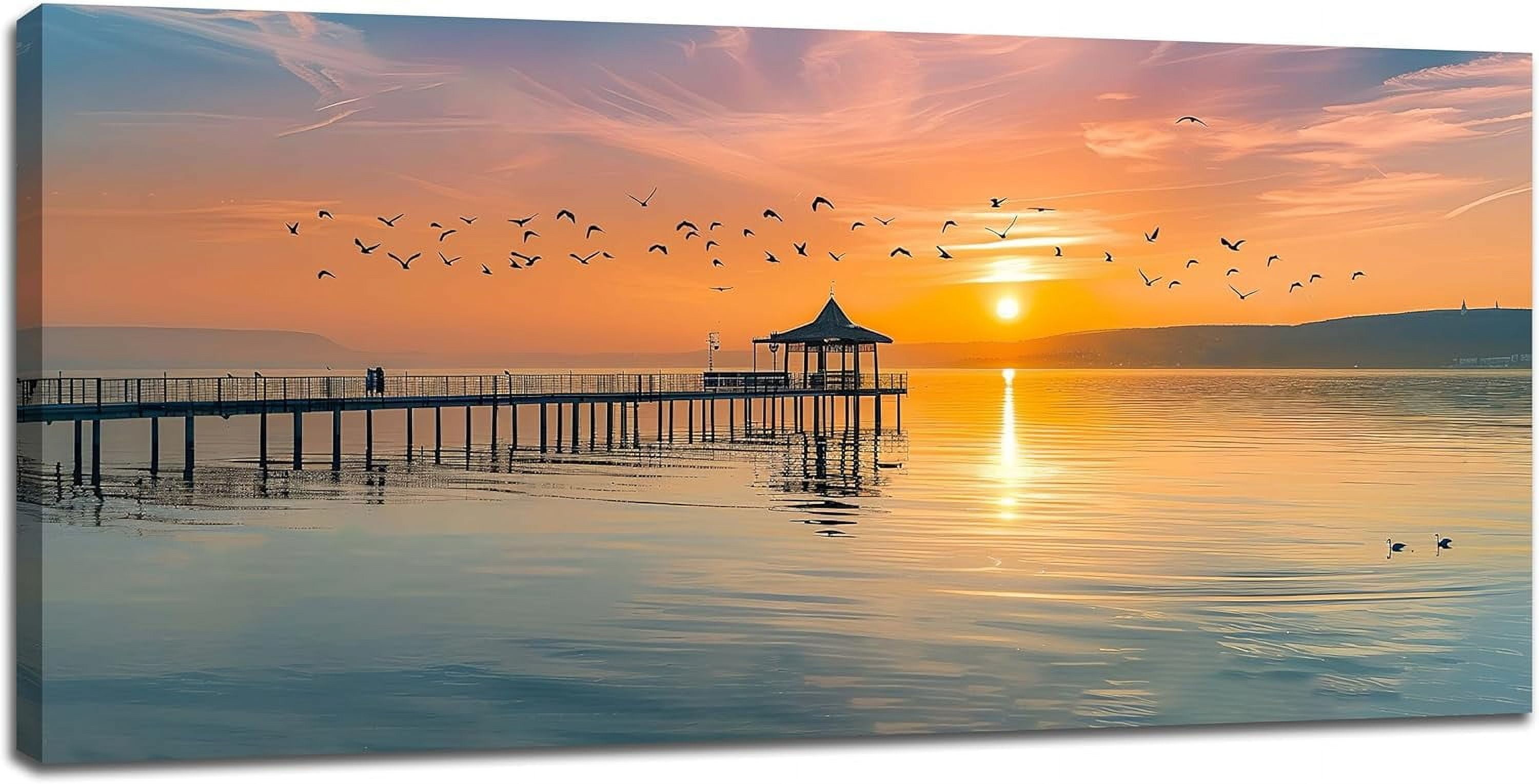 Asdg12s-KSIW-Lake Large Canvas Wall Art Sunset Nature Pictures Wall ...