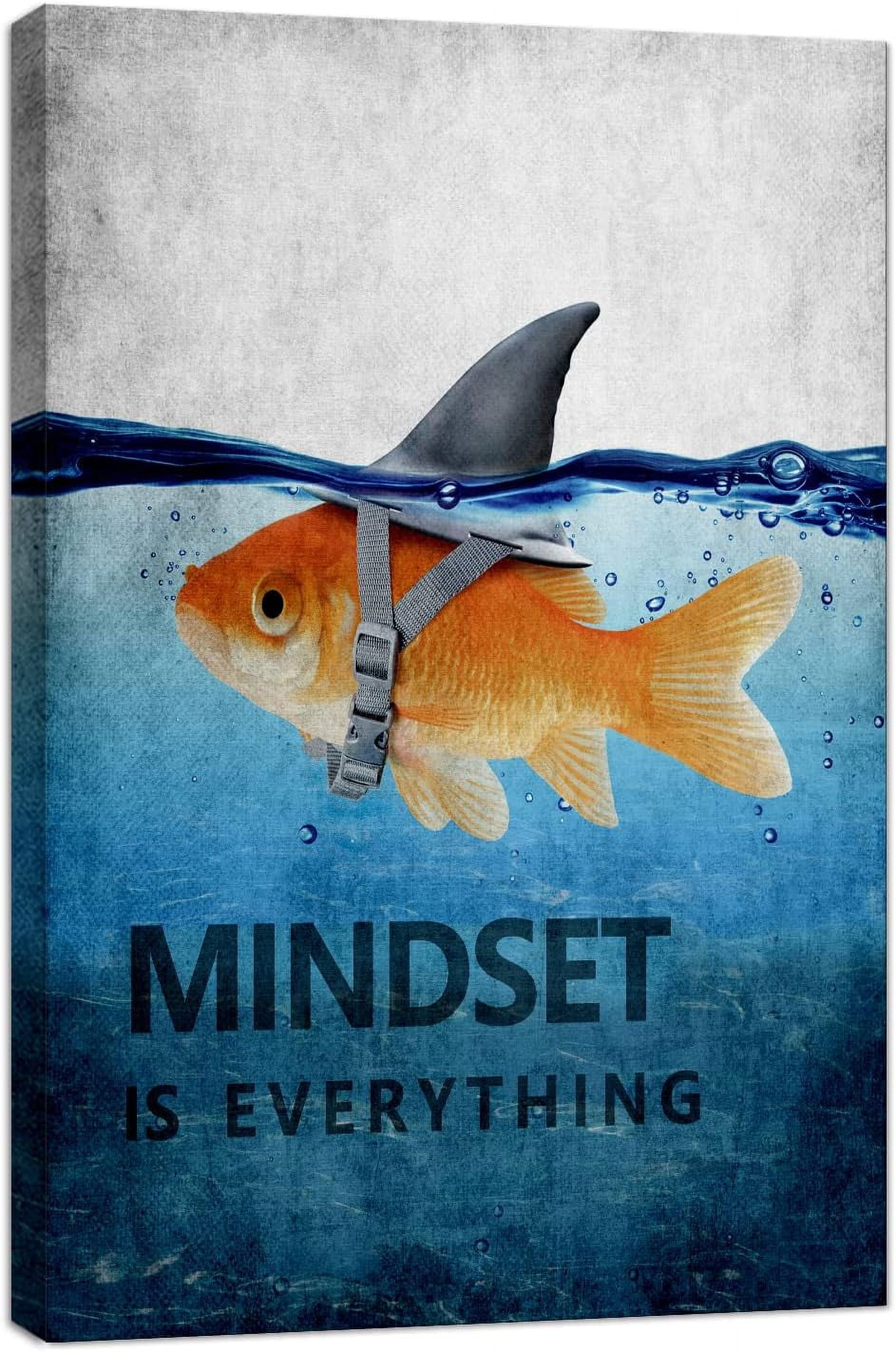 Asdg12s-KSIW-Motivational Poster Goldfish Shark Mindset is Everything ...