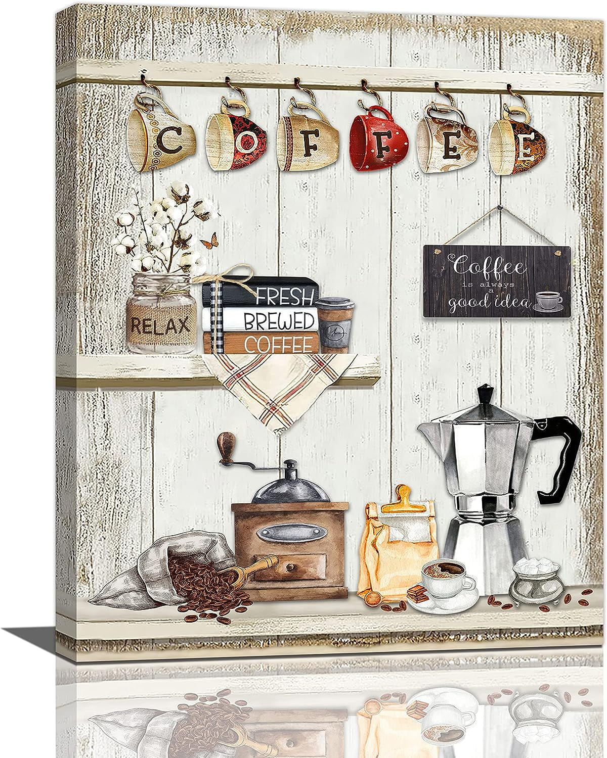 Asdg12s-Kitchen Wall Art Farmhouse Coffee Bar Sign Wall Decor Rustic ...