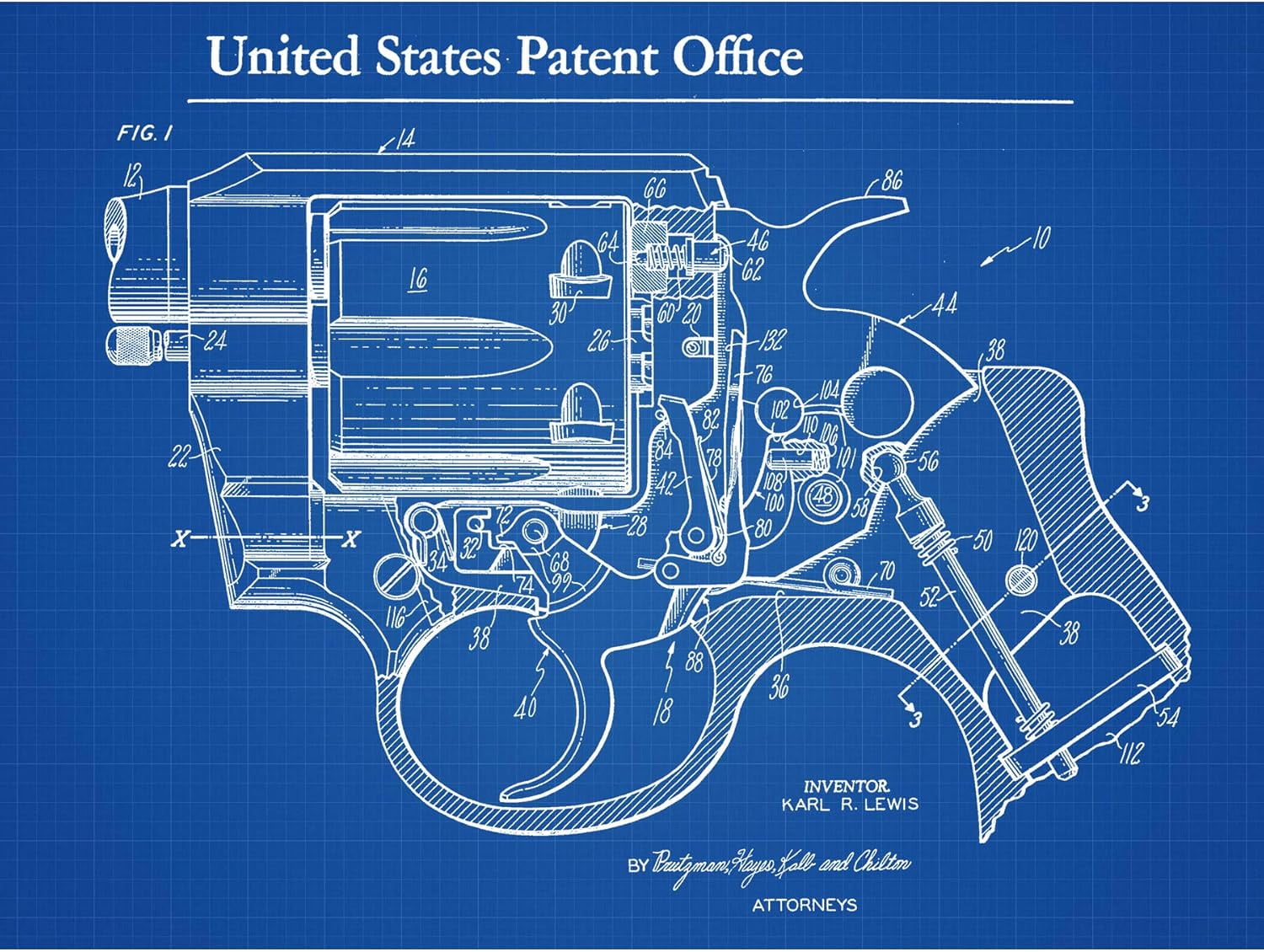 Asdg12s-Lewis Colt Revolver Gun Firing Mechanism 1972 Patent Premium ...