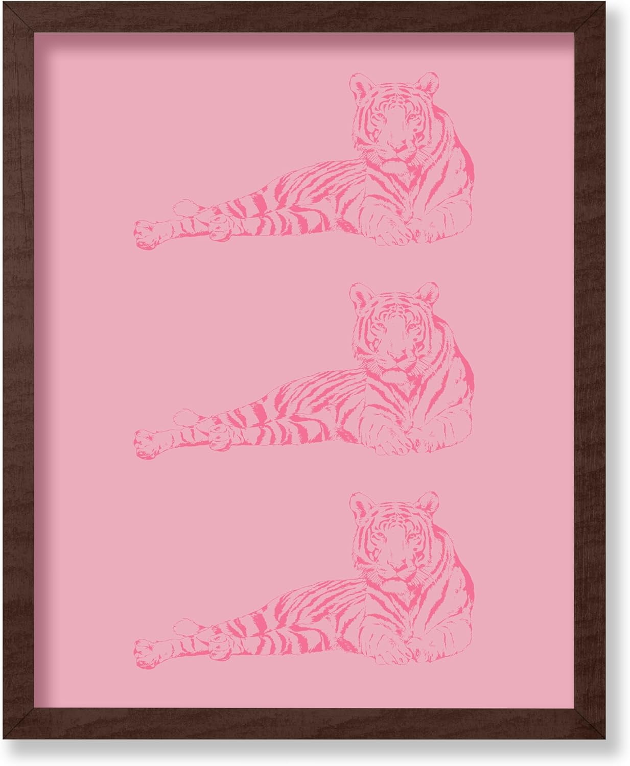Asdg12s -Lying-Tigers-Poster---Retro-Pink-Tiger-Print---Groovy-Art ...