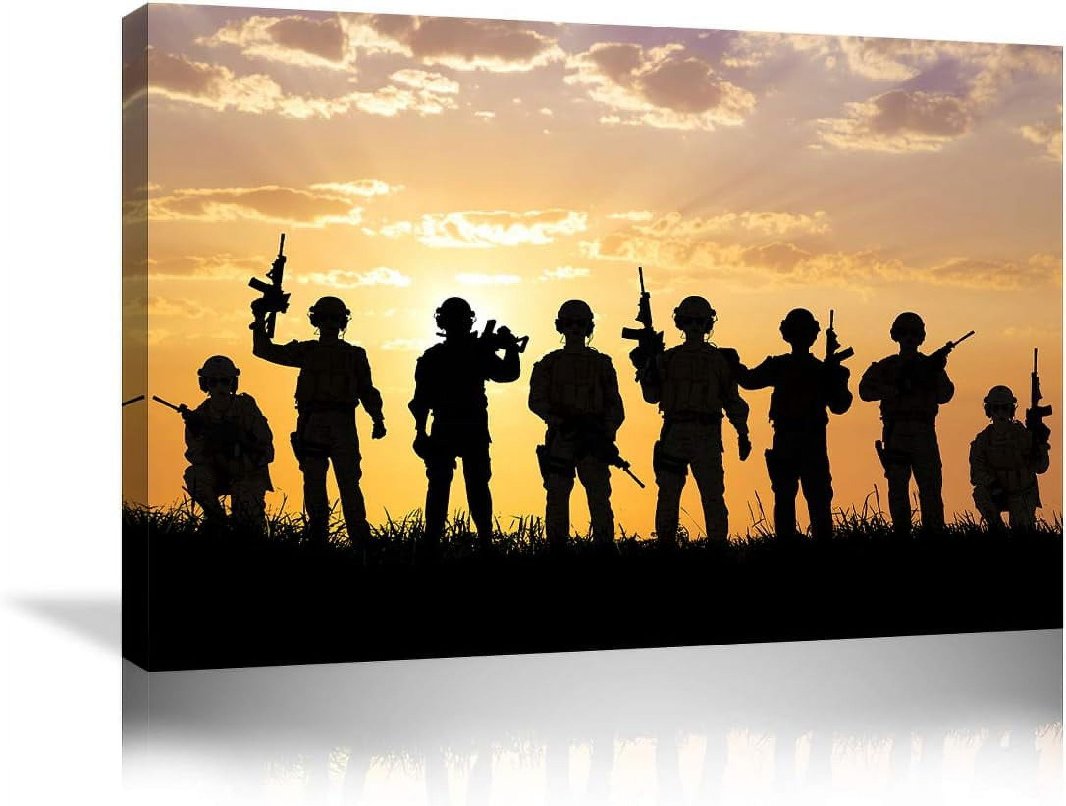 Asdg12s-Military Wall Art American Soldiers Canvas Print Army Wall ...