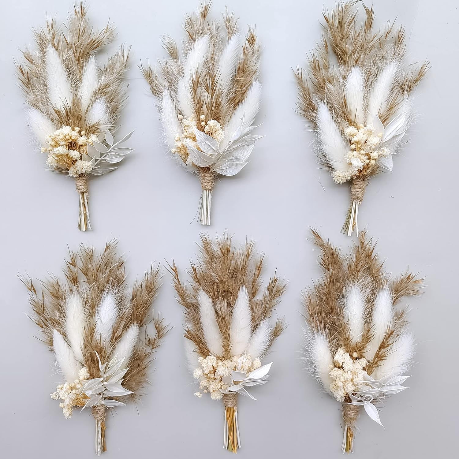 Asdg12s-Mini Dried Flower Bouquet Set of 6,Boho Wedding Decor ...