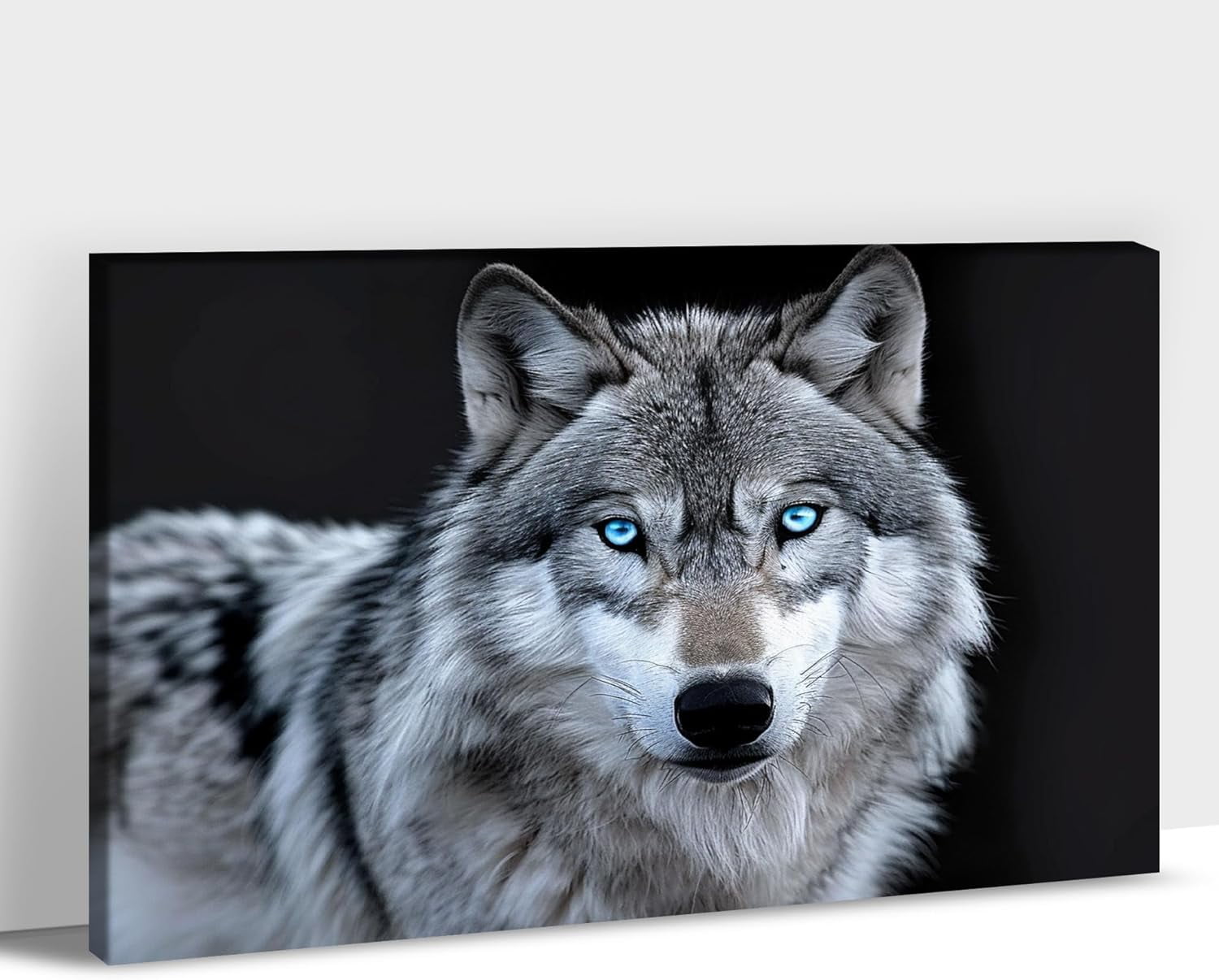 Asdg12s-Modern Wolf Animal Canvas Wall Art, Black and White Wolf King ...