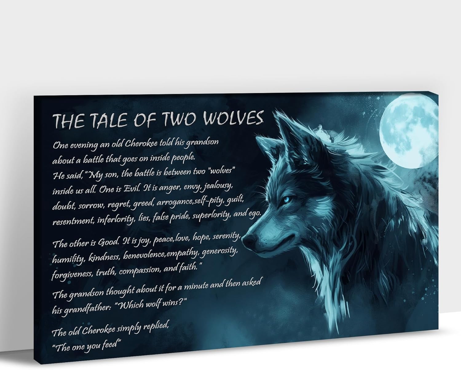 Asdg12s-Modern Wolf Animal Canvas Wall Decor Art, The Tale of 2 Wolves ...
