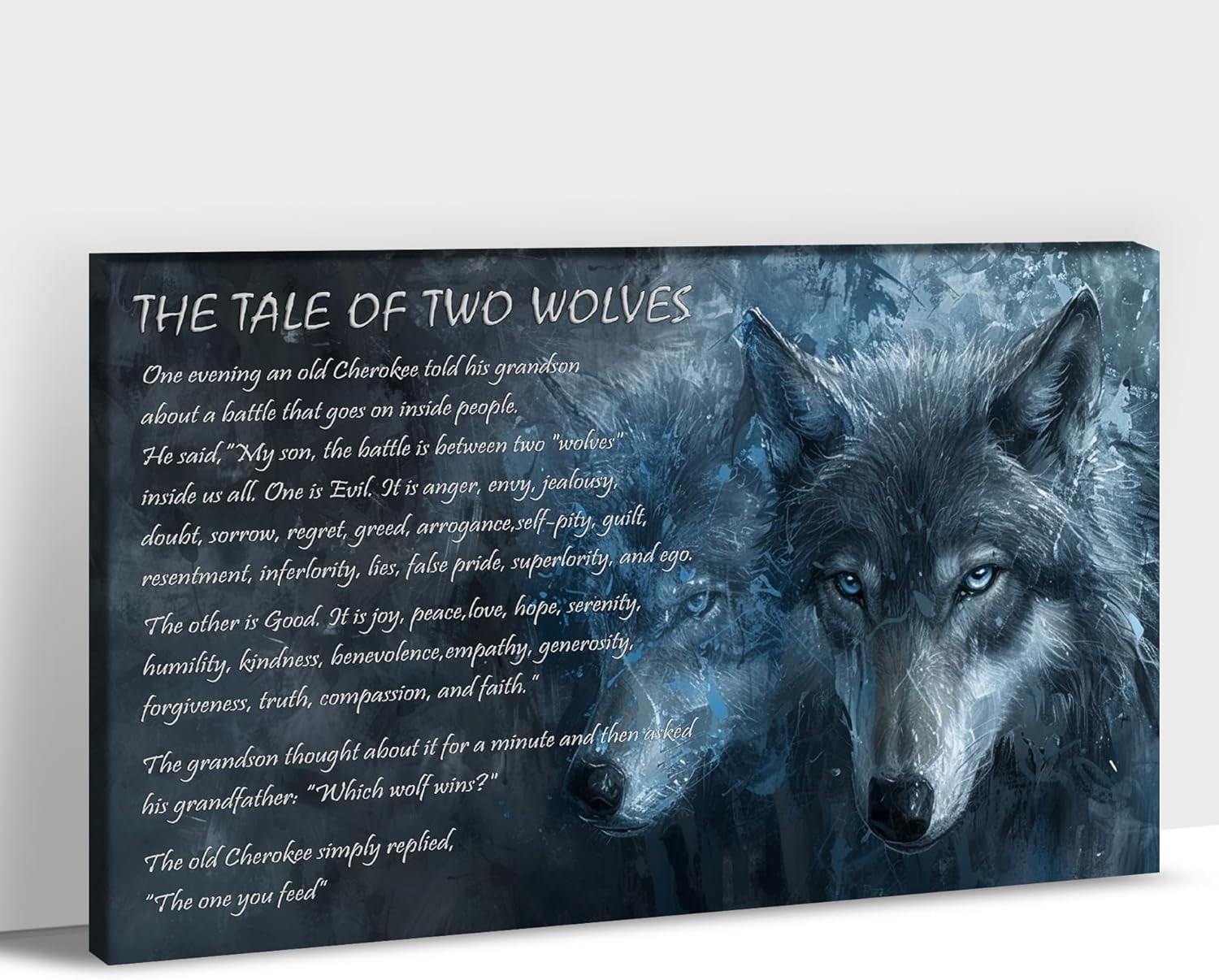 Asdg12s-Modern Wolf Animal Canvas Wall Decor Art, The Tale of 2 Wolves ...
