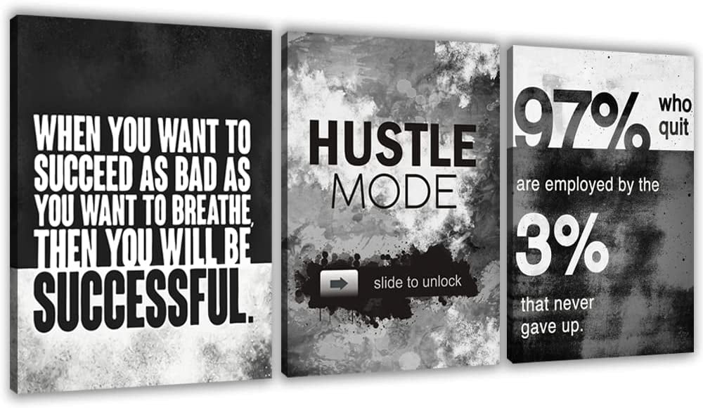 Asdg12s-Motivational Painting Wall Art 3 Pieces Canvas Print Success ...