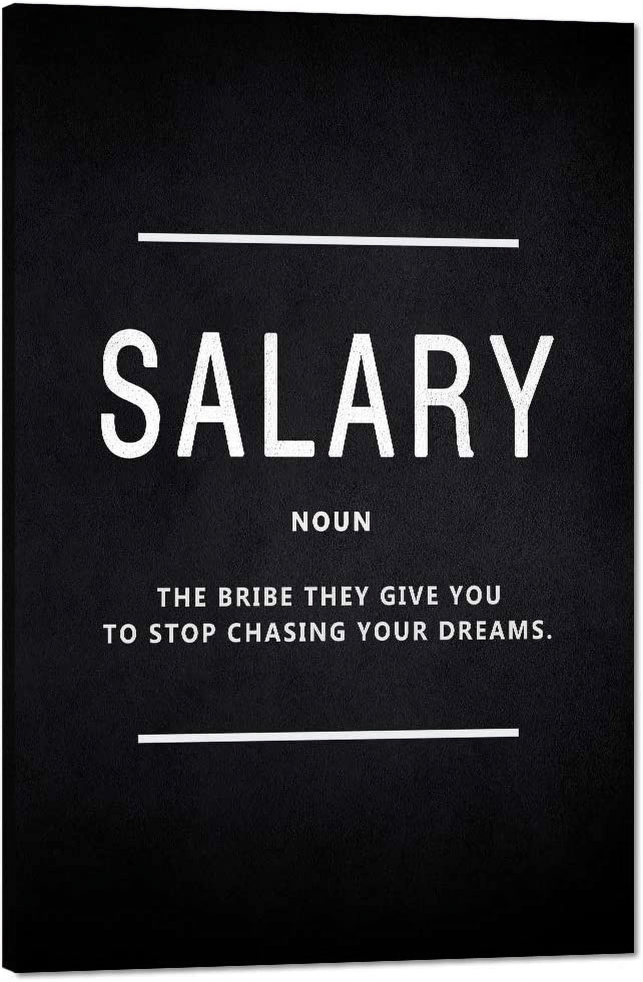 Asdg12s- Motivational Wall Art Salary Noun Inspirational Entrepreneur ...