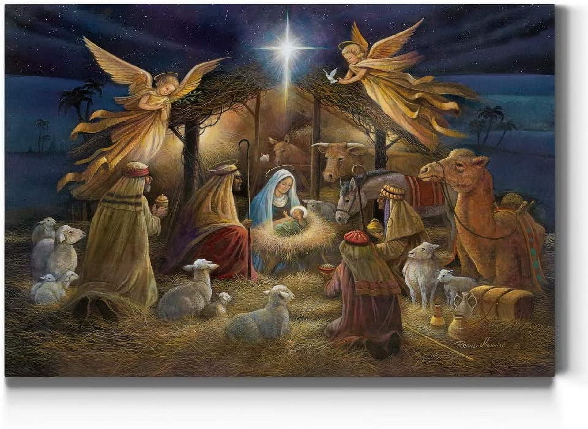 Asdg12s-Nativity Scene Wall Art, Christ in a Manger, Jesus Christ, Mary ...