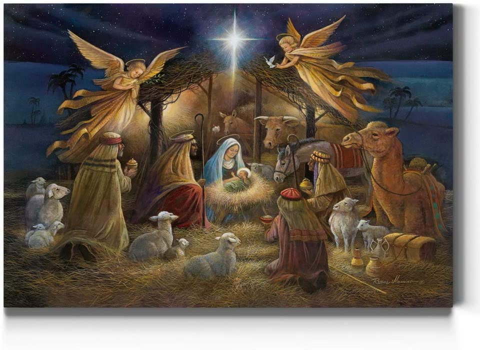 Asdg12s-Nativity Scene Wall Art, Christ in a Manger, Jesus Christ, Mary ...