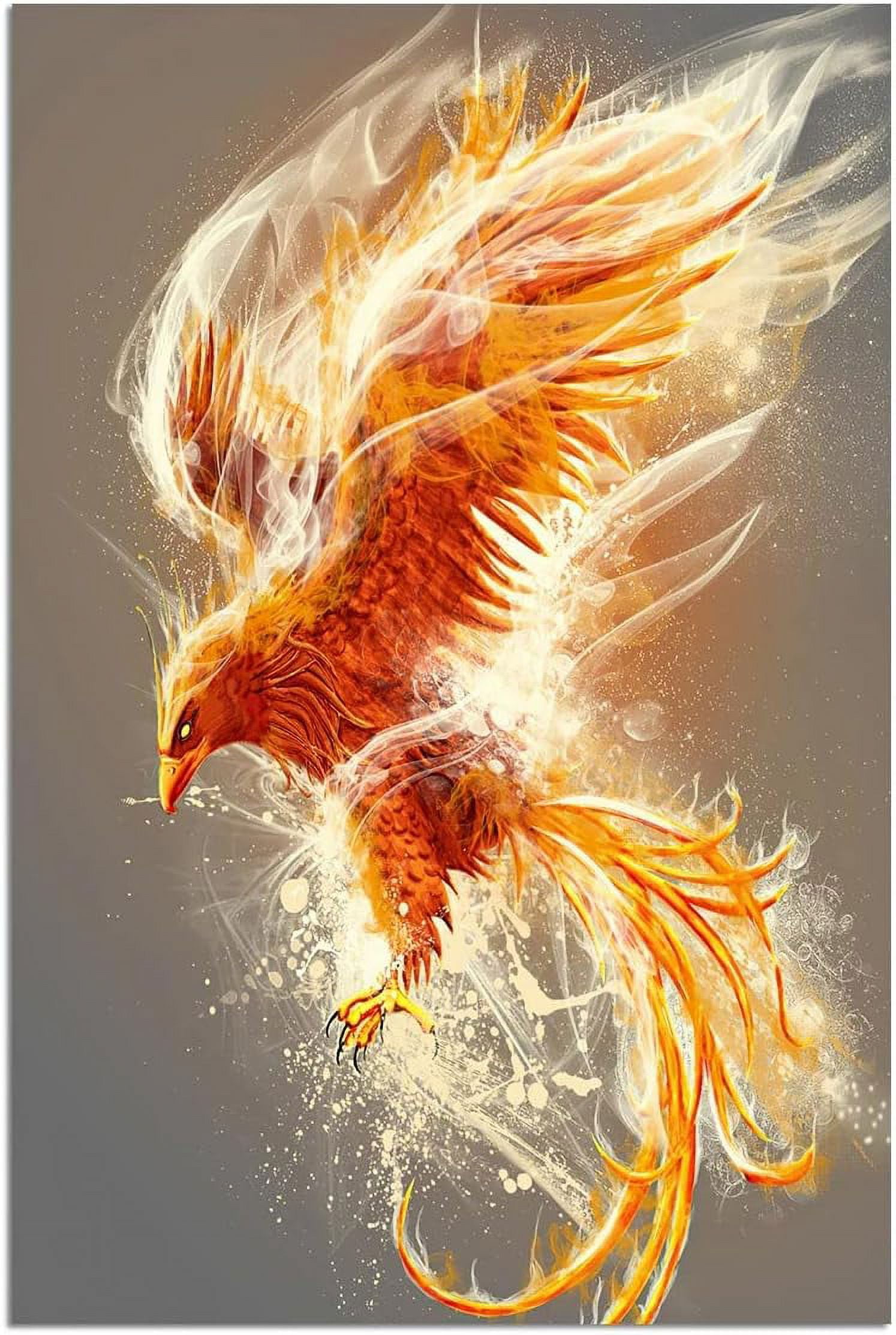 Asdg12s-Phoenix Poster,Dragon Puzzle,Mystical Fire,Canvas Wall Art For ...