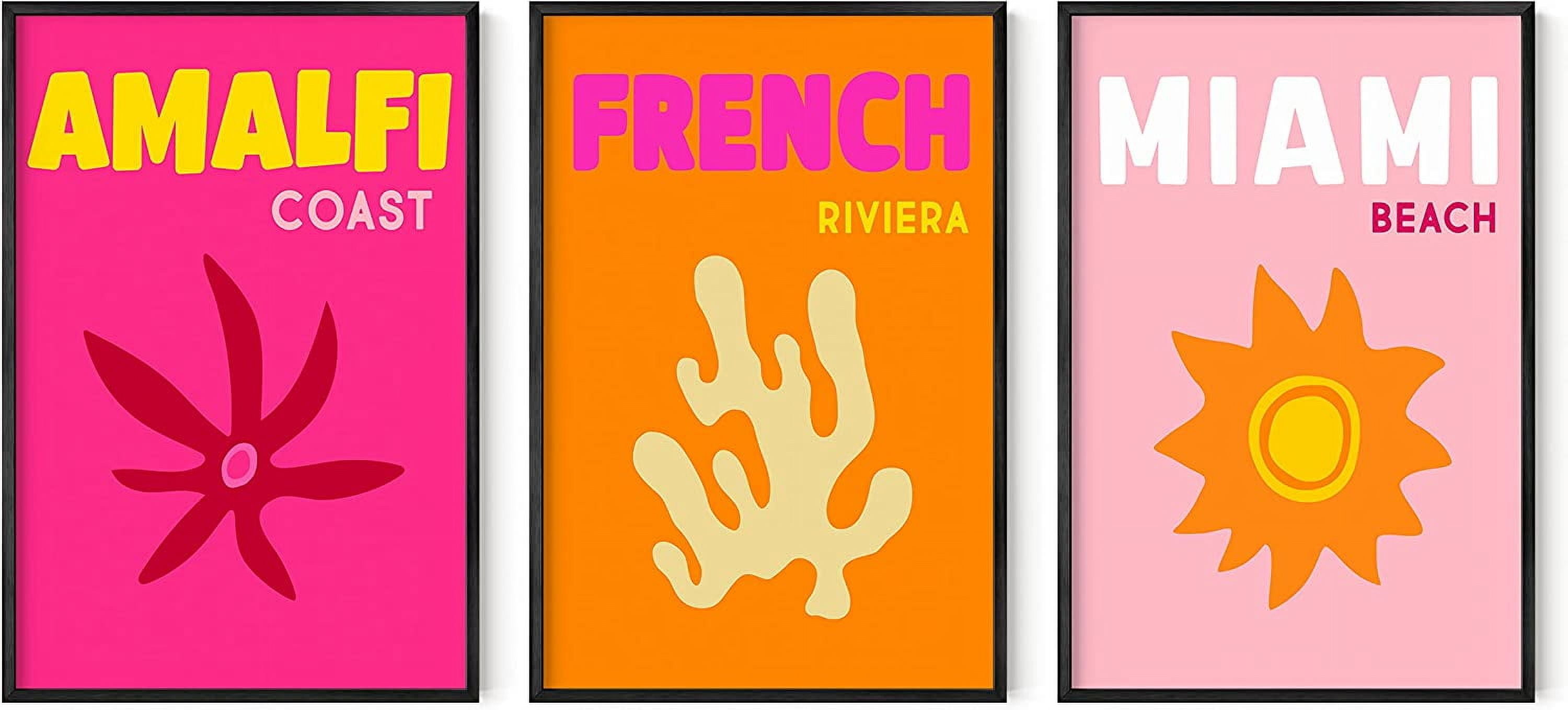 Asdg12s-Preppy Pictures For Wall - Set of 3 Travel Posters, Colorful ...