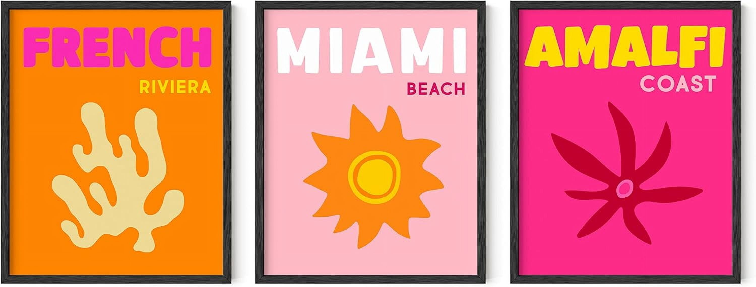 Asdg12s-Preppy Wall Art - Set of 3 Colorful Art, Travel Wall Decor ...
