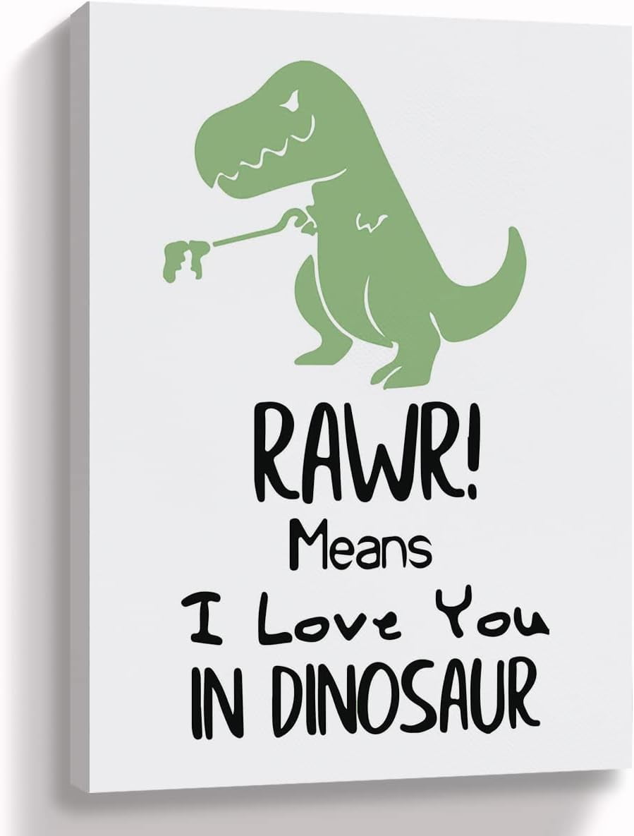 Asdg12s-RAWR Means I Love You In Dinosaur Canvas Wall Art Prints ...