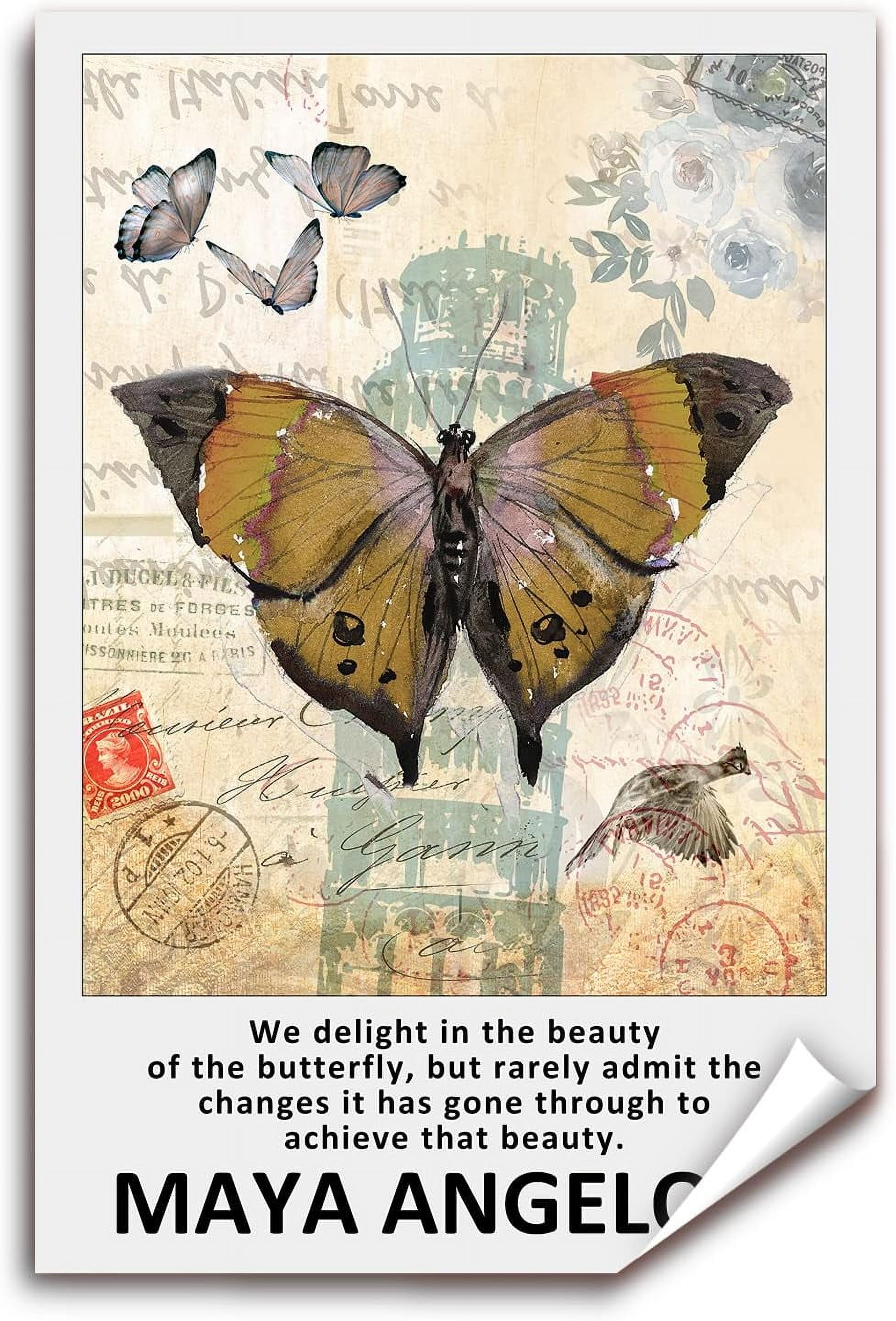 Asdg12s Retro Style Poster Vintage Butterfly Maya Angelou Inspiring ...