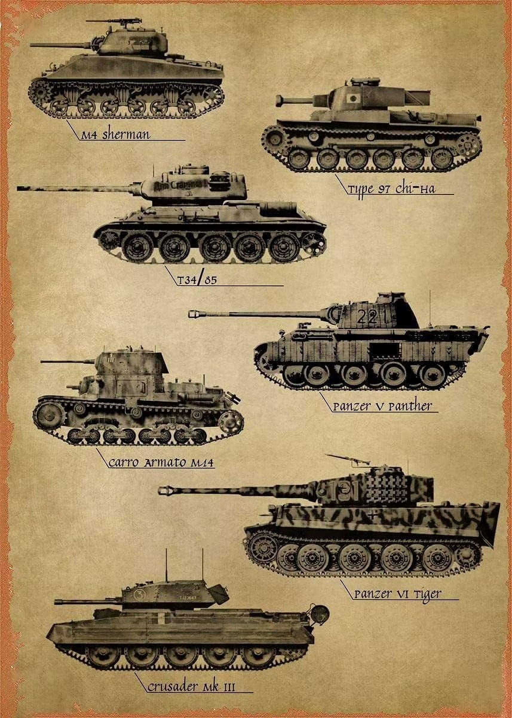 Asdg12s-Retro Tank Wall Art Canvas Un World War Ii Military Tank Modern ...