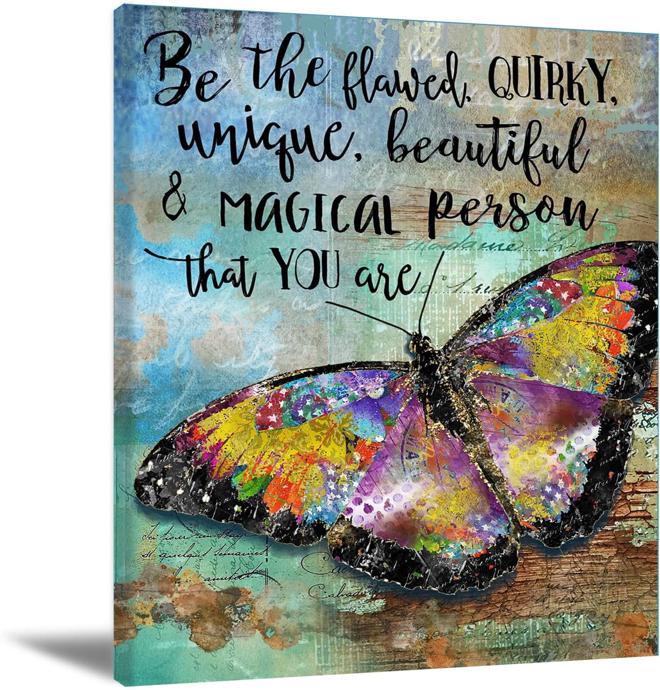 Asdg12s Rustic Butterfly Wall Art Inspirational Quote Wall Art Vintage ...