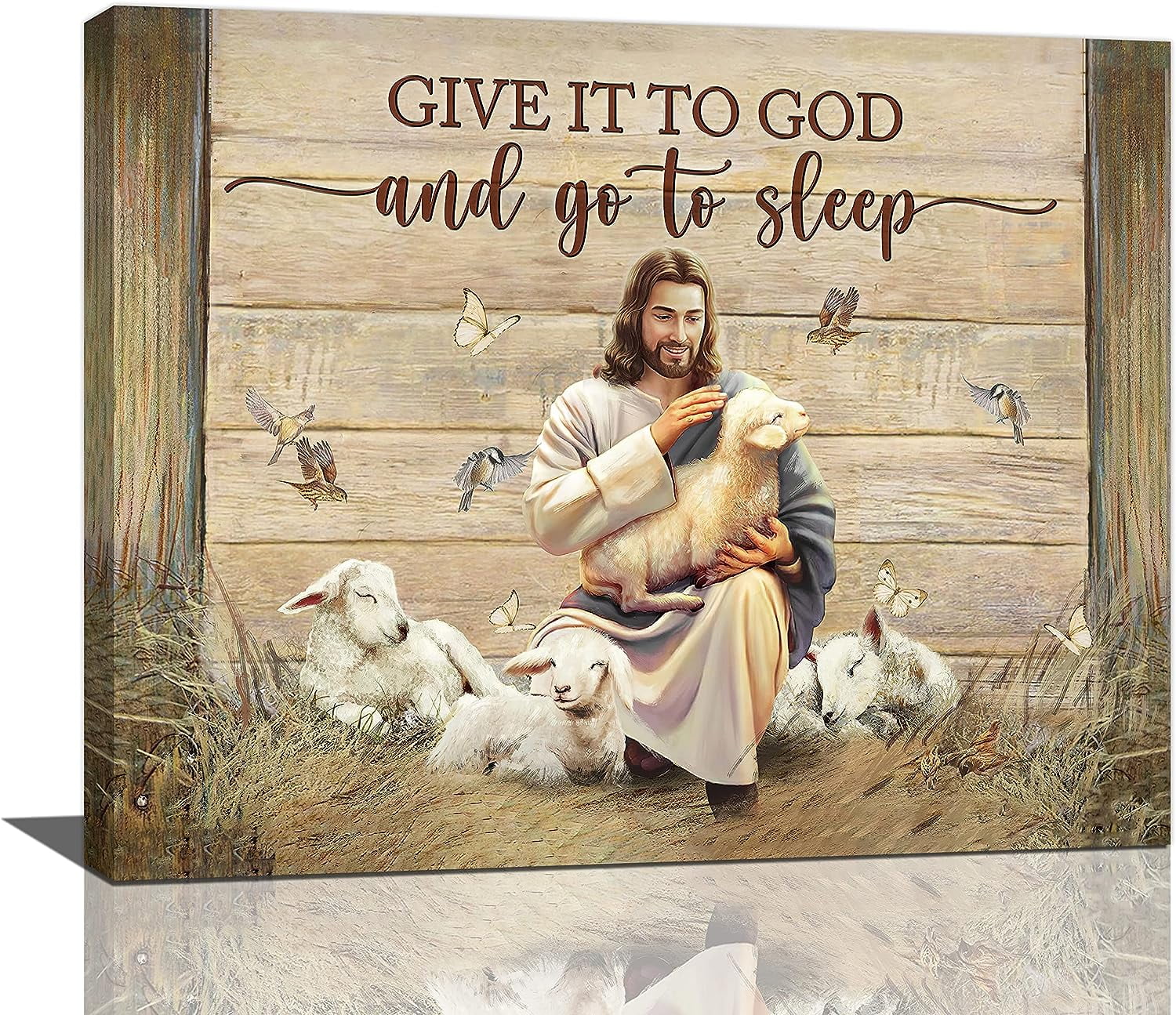 Asdg12s-Rustic Christian Jesus Wall Art Lamb Butterfly Wall Decor ...