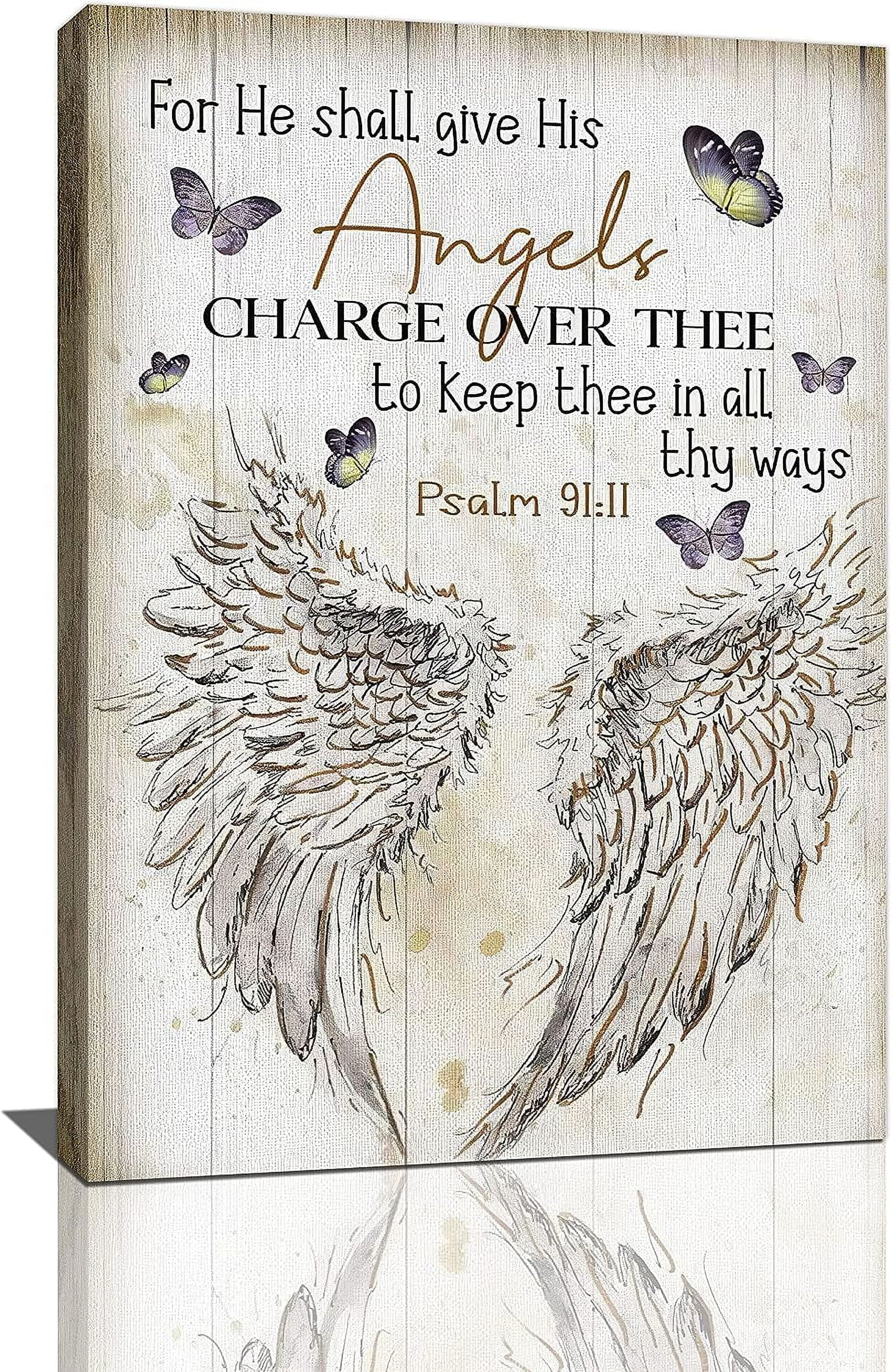 Asdg12s-Scripture Psalm 91 Wall Art Christian Angel Wings Pictures Wall ...