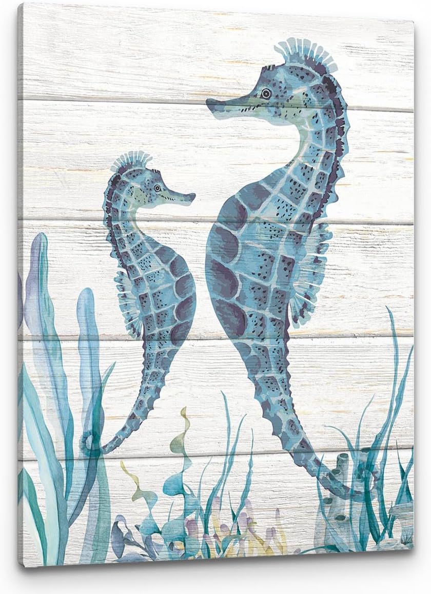 Asdg12s-Seahorse Sea Animal Wall Art, Seashore Coastal Cottage Ocean ...