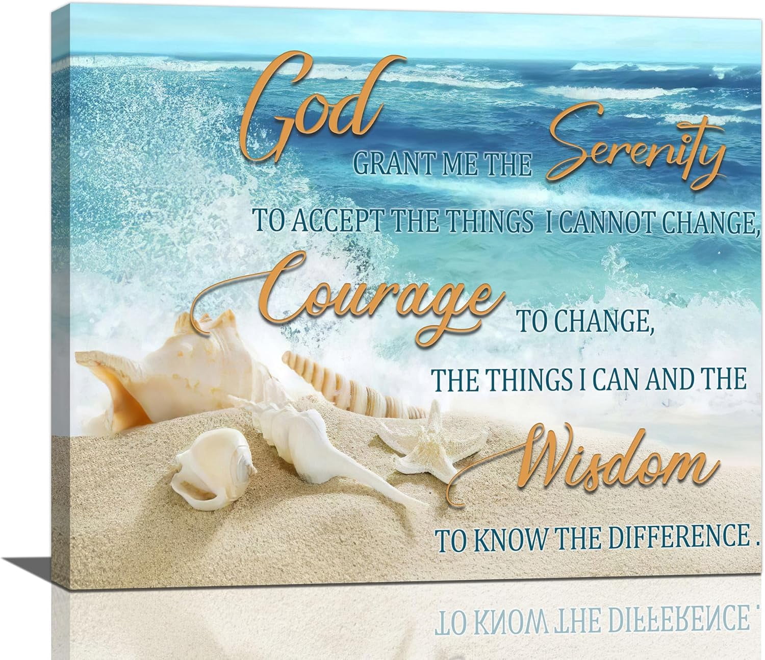 Asdg12s-Serenity Prayer Wall Art Ocean Coastal Beach Seashell Christian ...