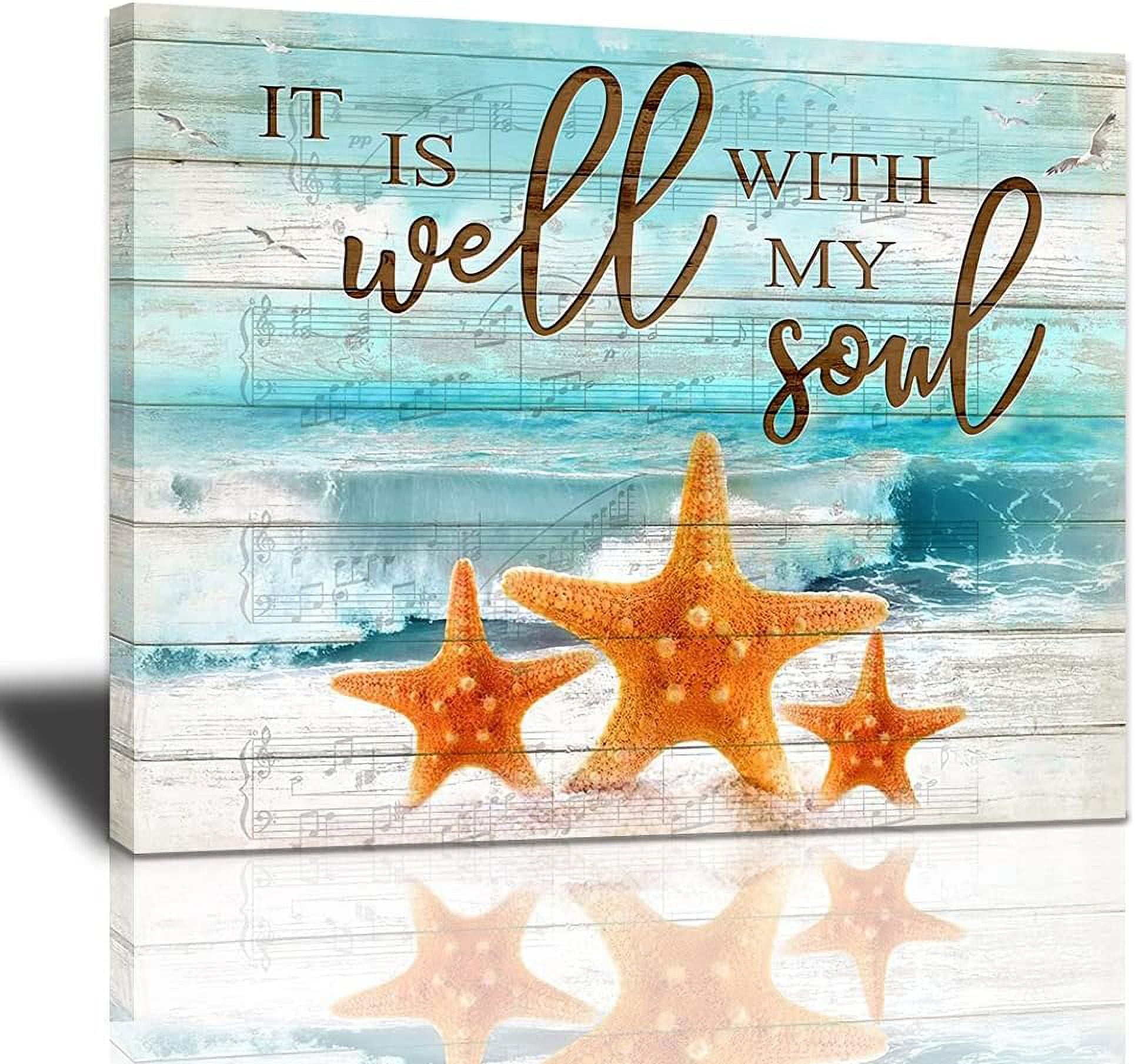 Asdg12s-Starfish Bathroom Decor Wall Art Coastal Beach Starfish ...