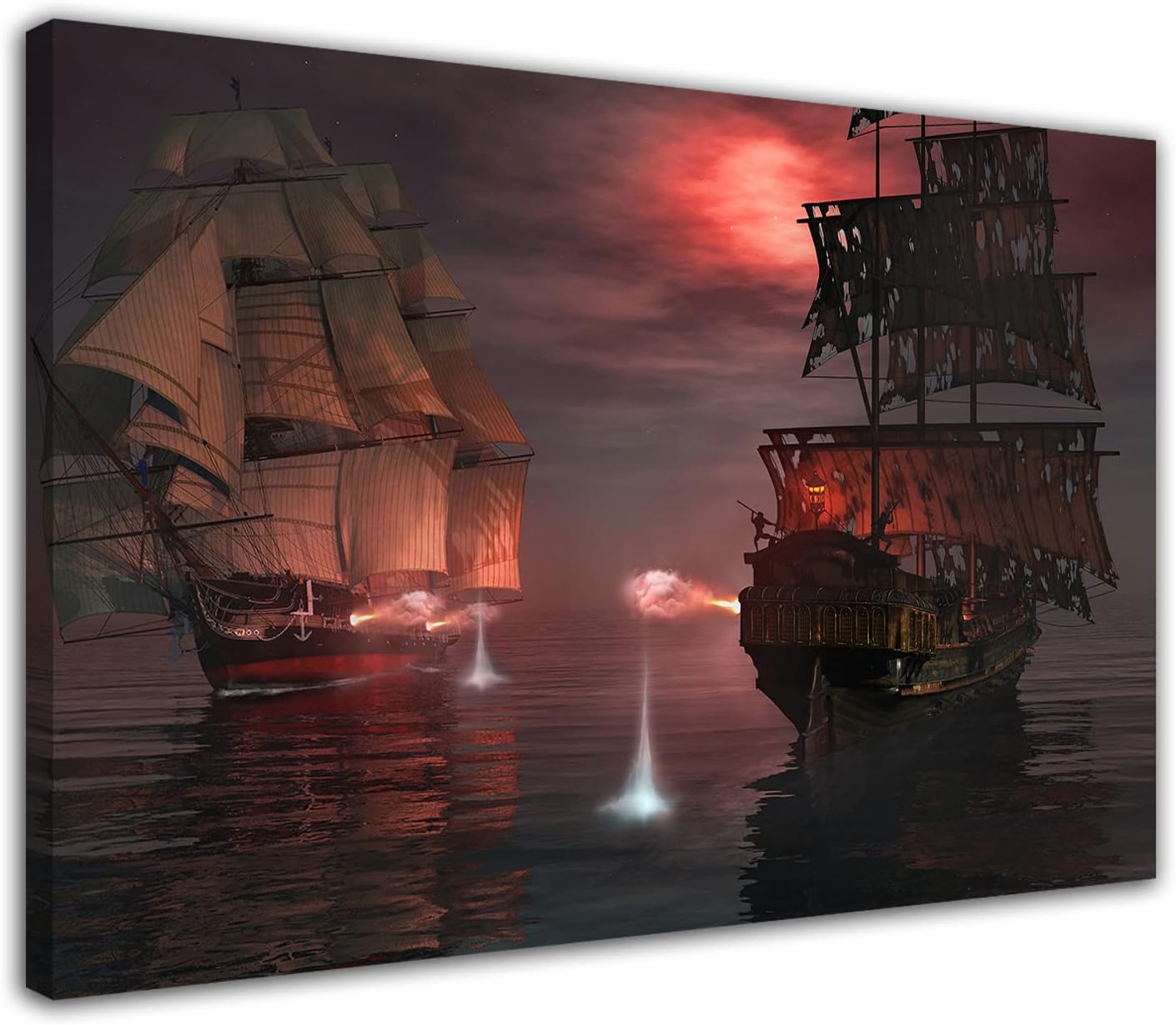 Asdg12s Stormy Ocean Two Ghost Pirate Ships Poster Retro Sailing ...