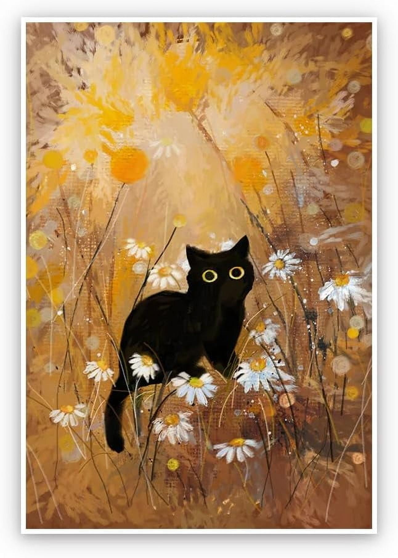 Asdg12s-The Funny Cat Canvas Wall Art Famous Oil Paintings Black Cat ...