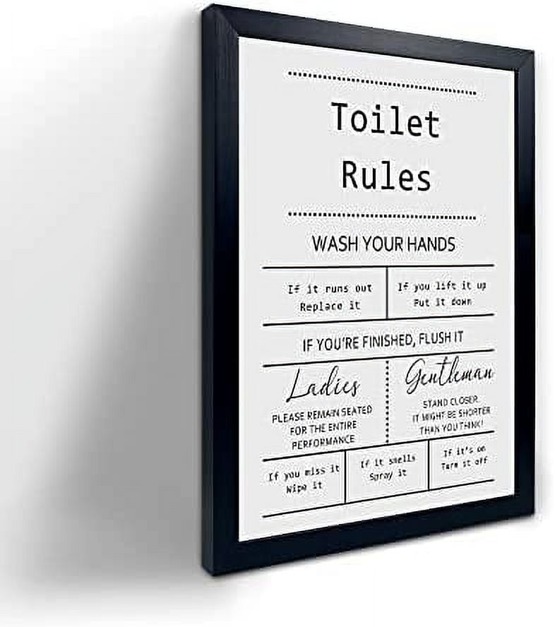 Asdg12s-Toilet Rules Quotes Bathroom Sign - Funny Bathroom Decor ...