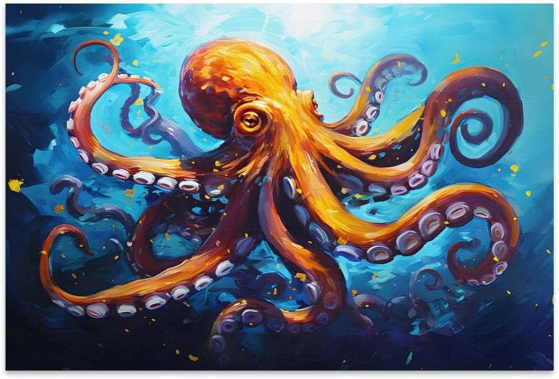 Asdg12s-Un Canvas Print Wall Art,Octopus Under The Sea Modern Gallery ...