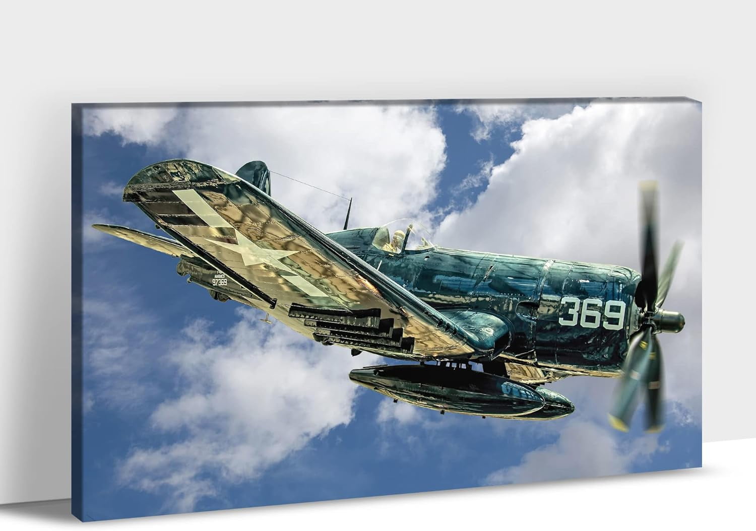 Asdg12s-Vintage Airplane Canvas Wall Art Artwork, Retro Propeller Jet ...