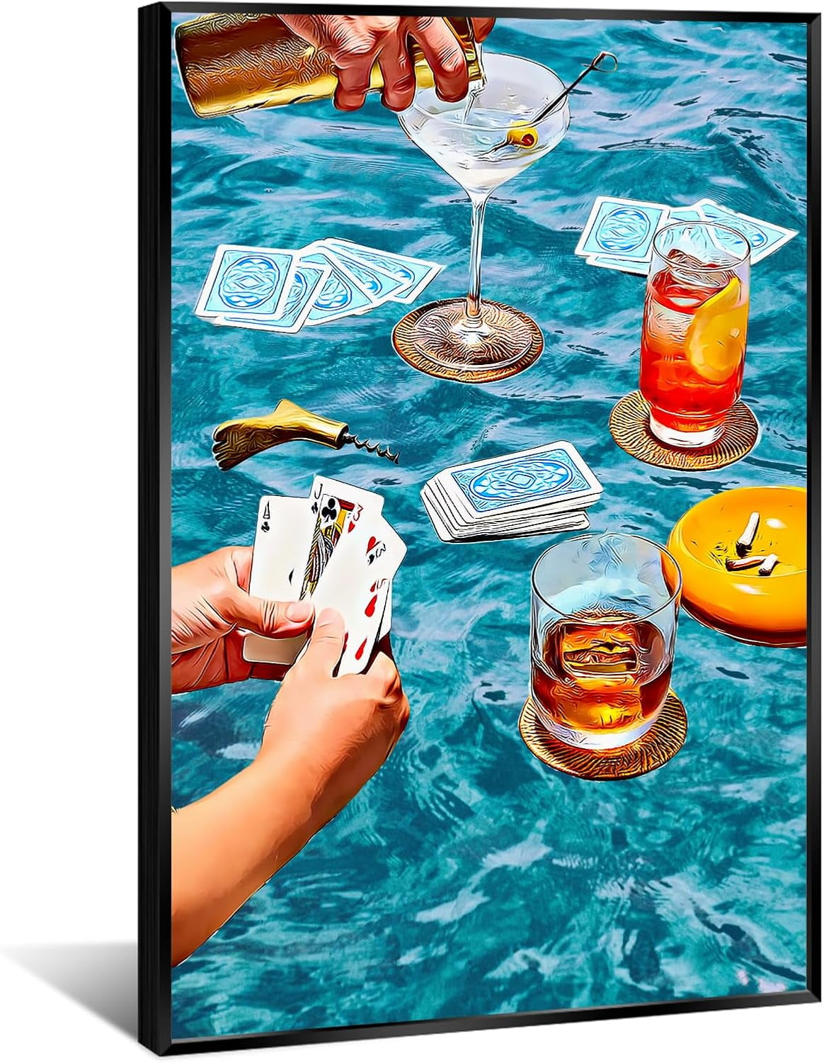 Asdg12s Vintage Blue Poker Posters Cute Funny Cocktail Casino Canvas ...